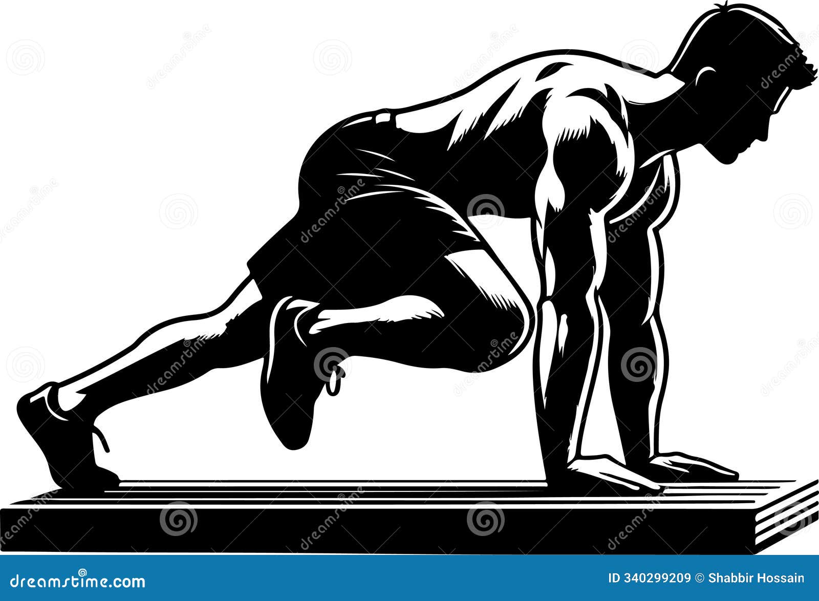 "Burpee Workout Silhouette" With White Background Cartoon Vector ...