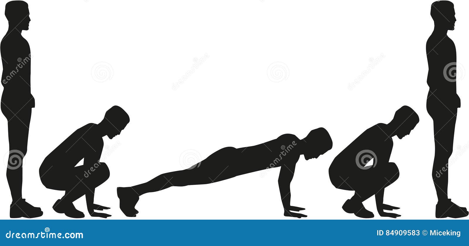Burpees silhouette stock vector. Illustration of stretching - 84909583