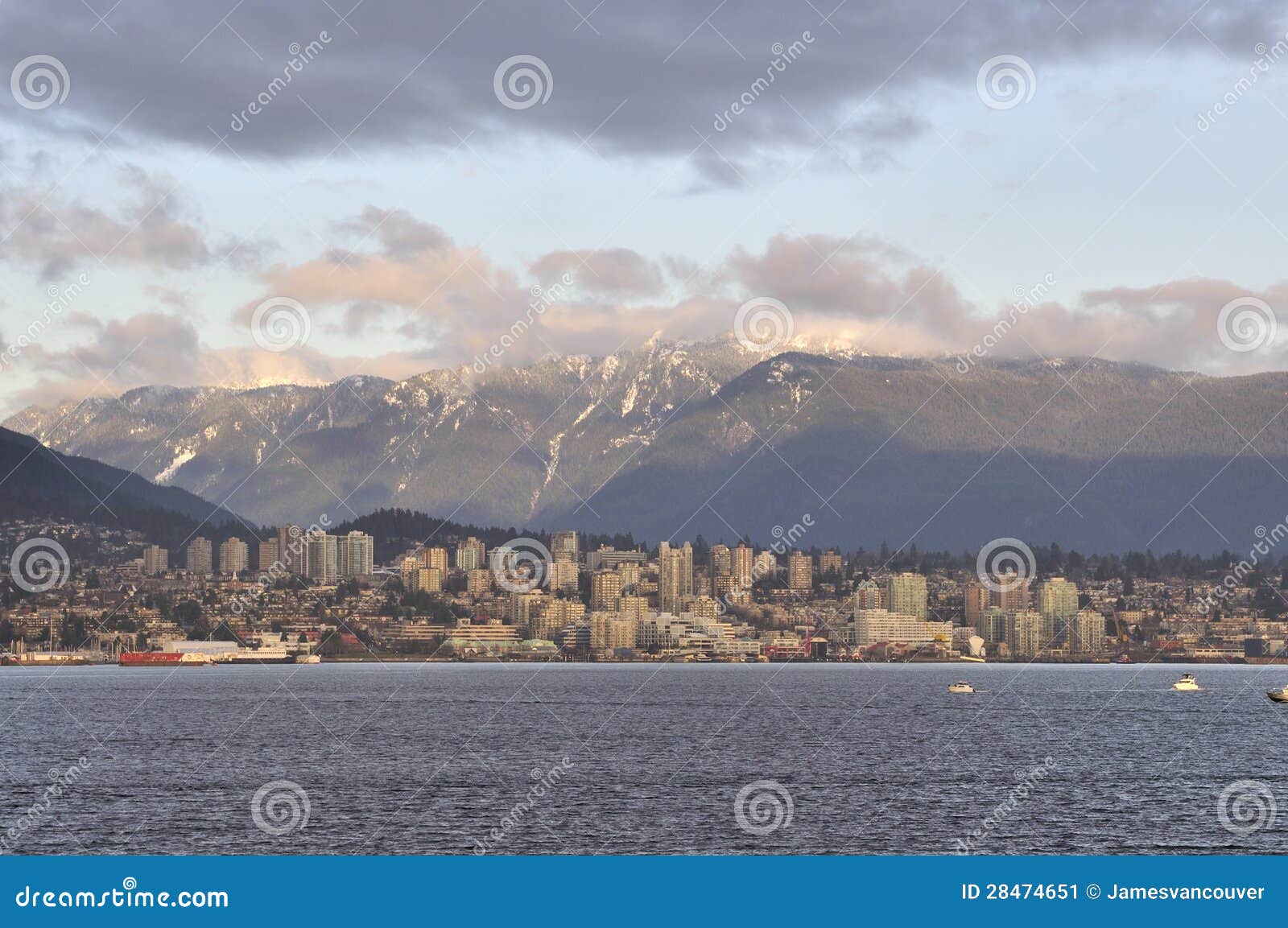 Burrard Inlet and North Shore Stock Image - Image of shore, snow: 28474651