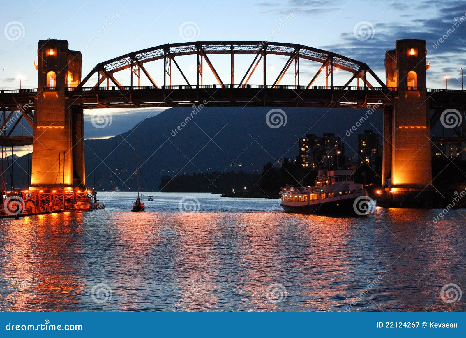 Burrard Street Bridge in Vancouver Stock Image - Image of sail, ship ...