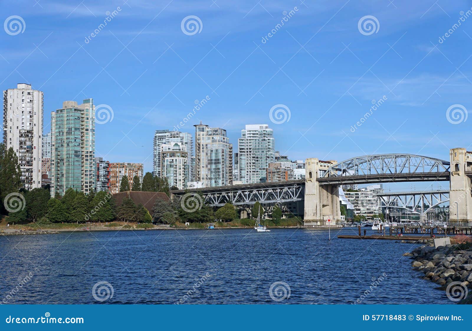 Burrard Street Bridge in Vancouver Stock Image - Image of creek, condo ...