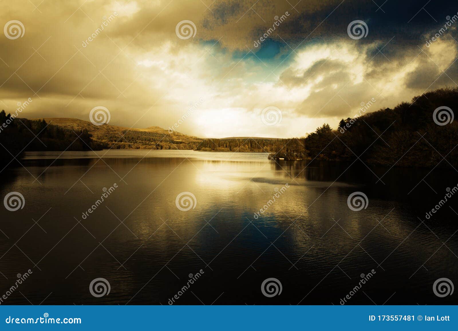 Burrator Reservoir Sunset Storm , Dartmoor, Devon Stock Image - Image ...
