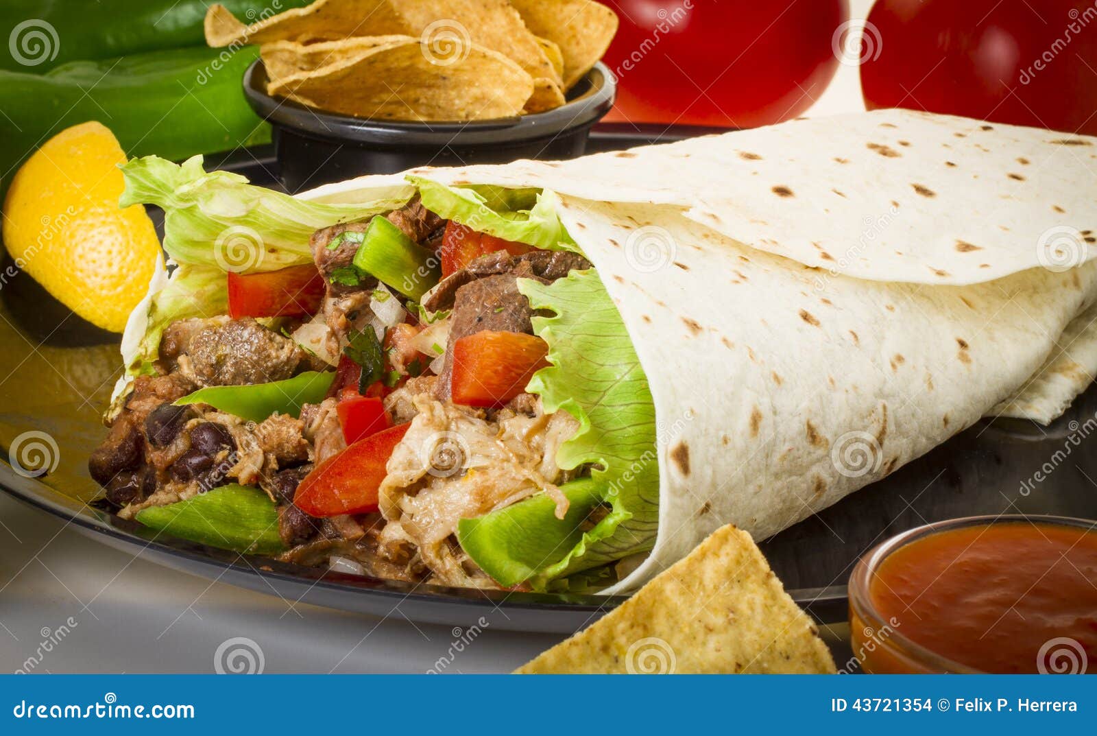 Burrito, tex mex Food stock photo. Image of taco, pepper - 43721354