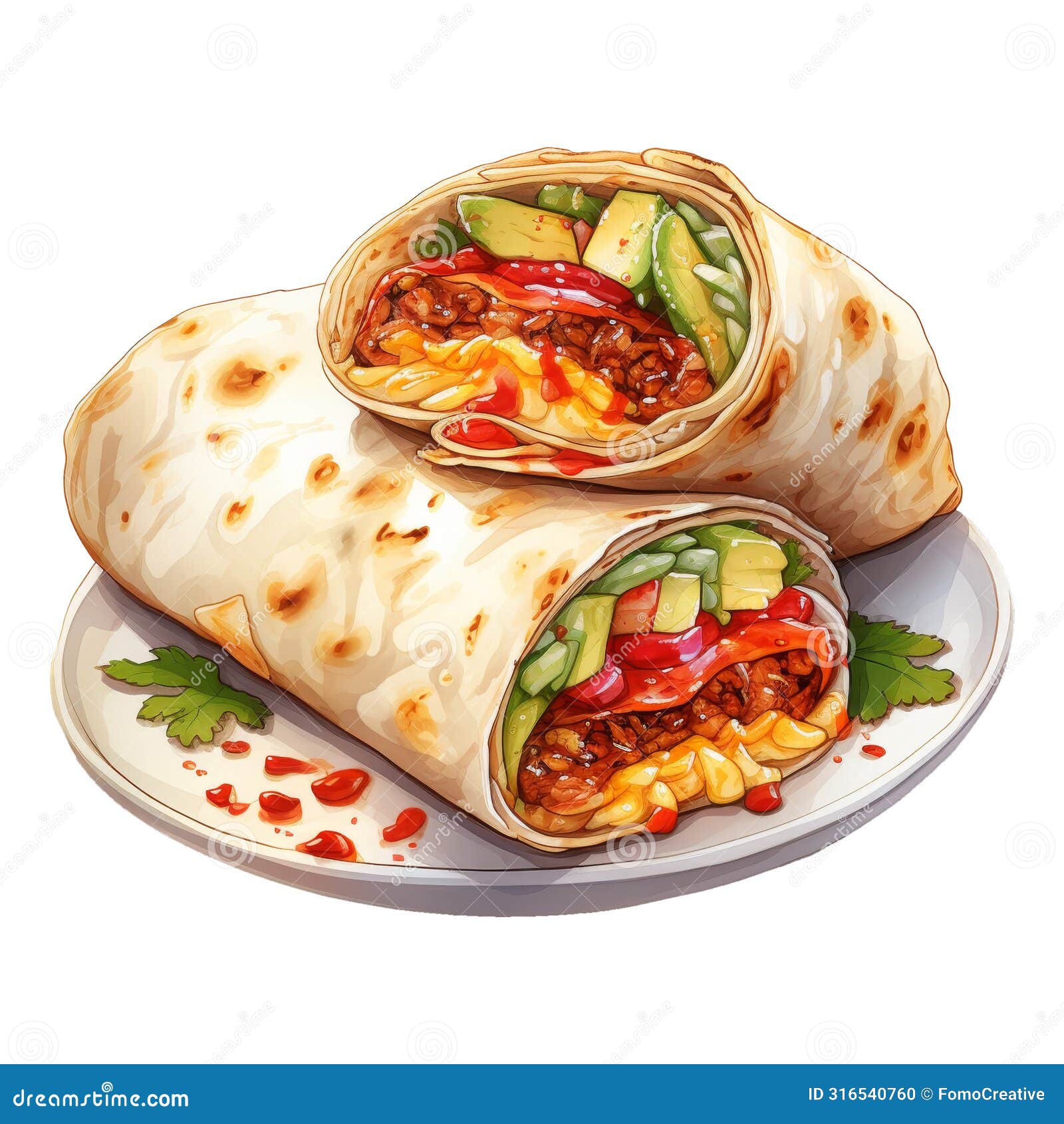Burrito Display Ready for Devouring Stock Photo - Illustration of ...