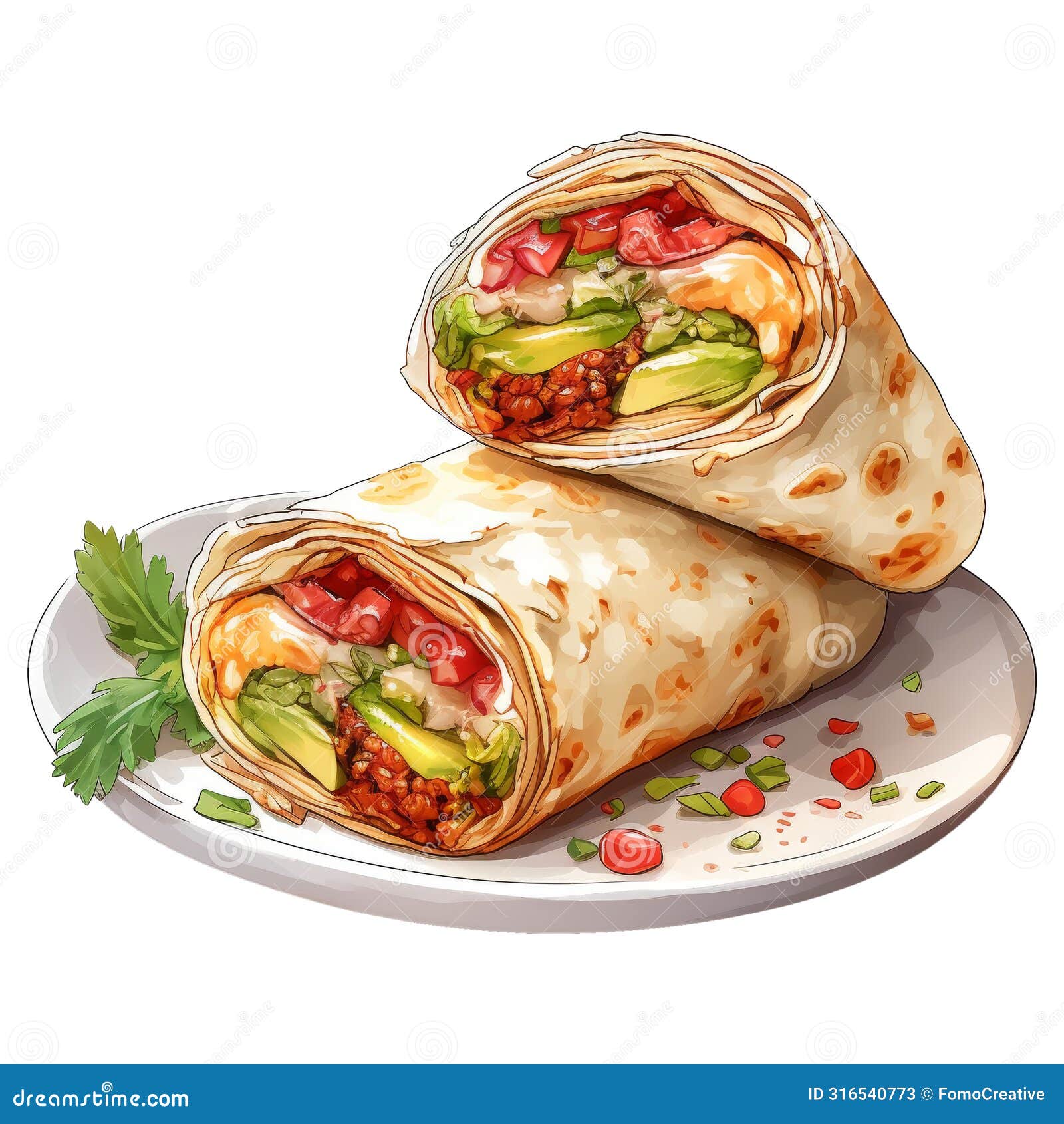 Burrito Display Ready for Devouring Stock Image - Illustration of ...