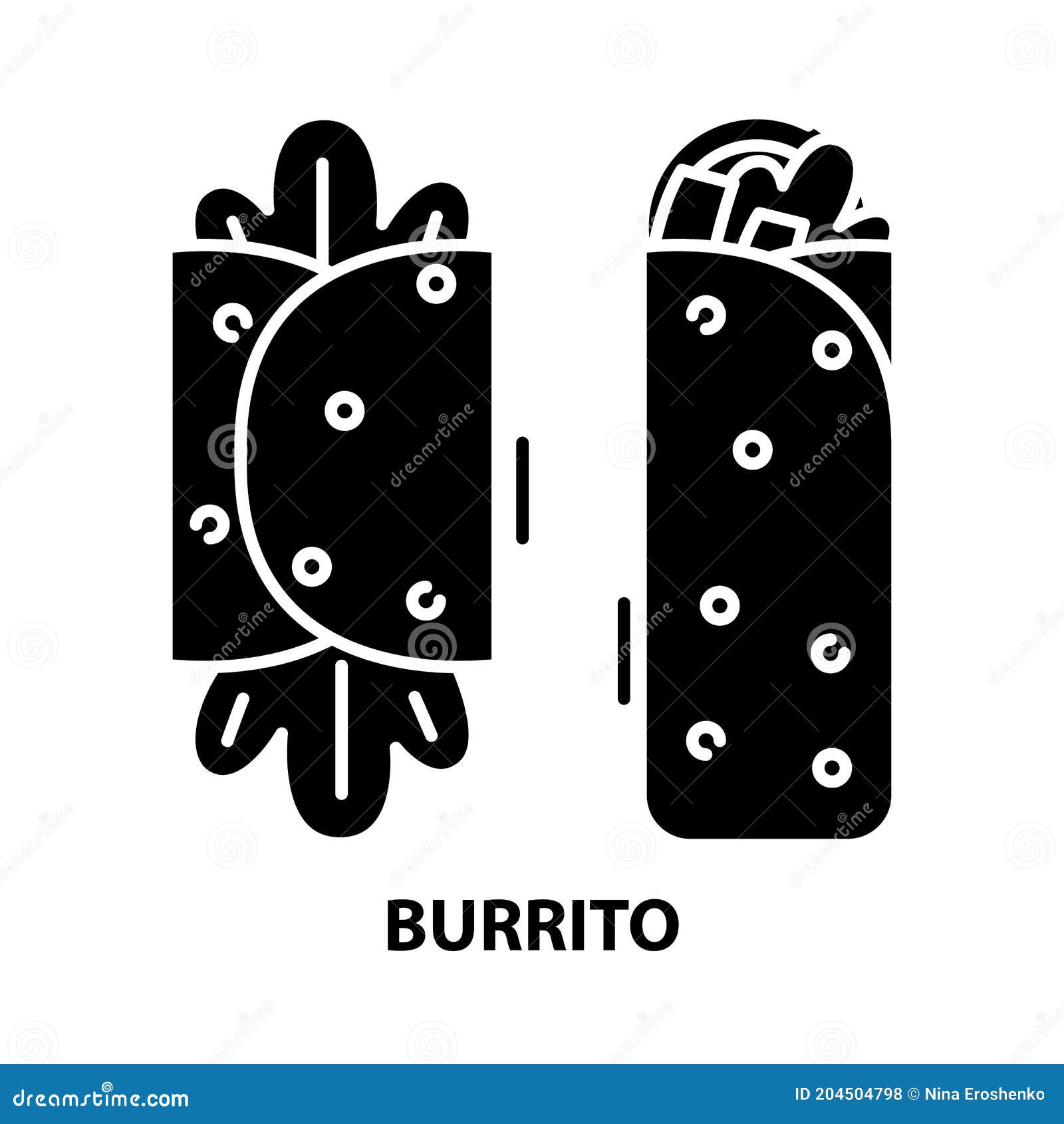 Burrito Icon, Black Vector Sign with Editable Strokes, Concept ...