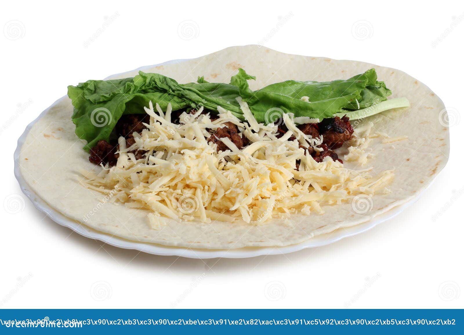 Burrito mexicano en blanco imagen de archivo. Imagen de grilled - 95249509