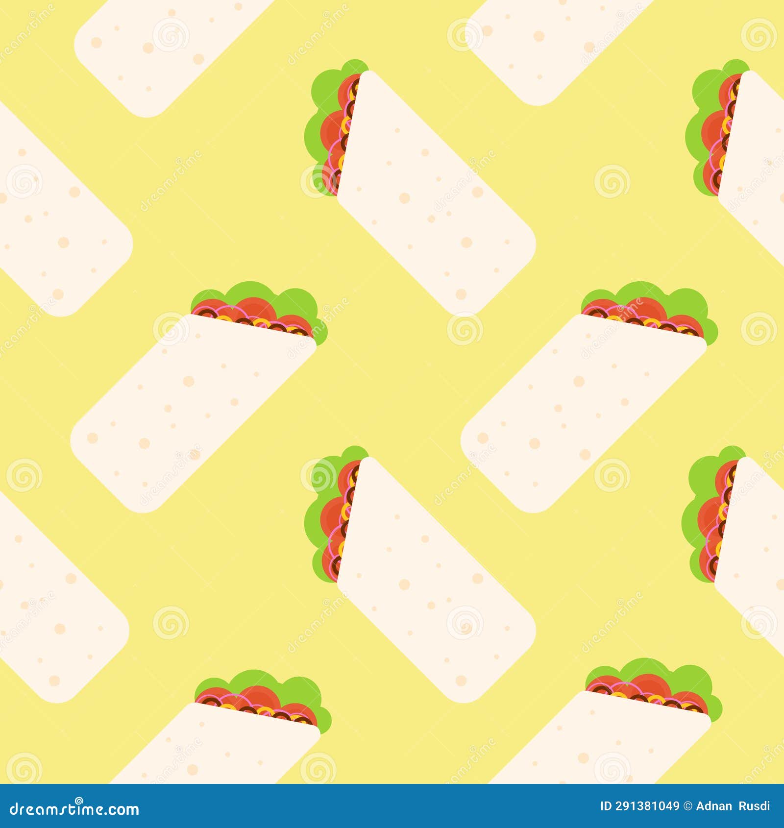 Burrito Seamless Pattern Flat Design Vector Illustration Stock ...