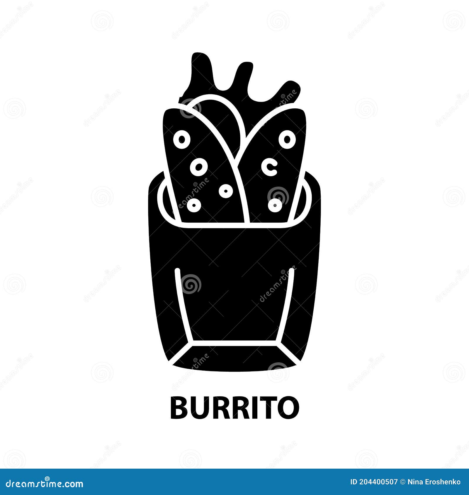 Burrito Symbol Icon, Black Vector Sign with Editable Strokes, Concept ...