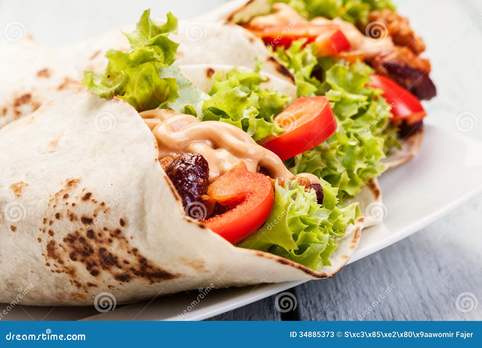 Burrito. Tortilla with Meat and Beans Stock Image - Image of fast, full ...