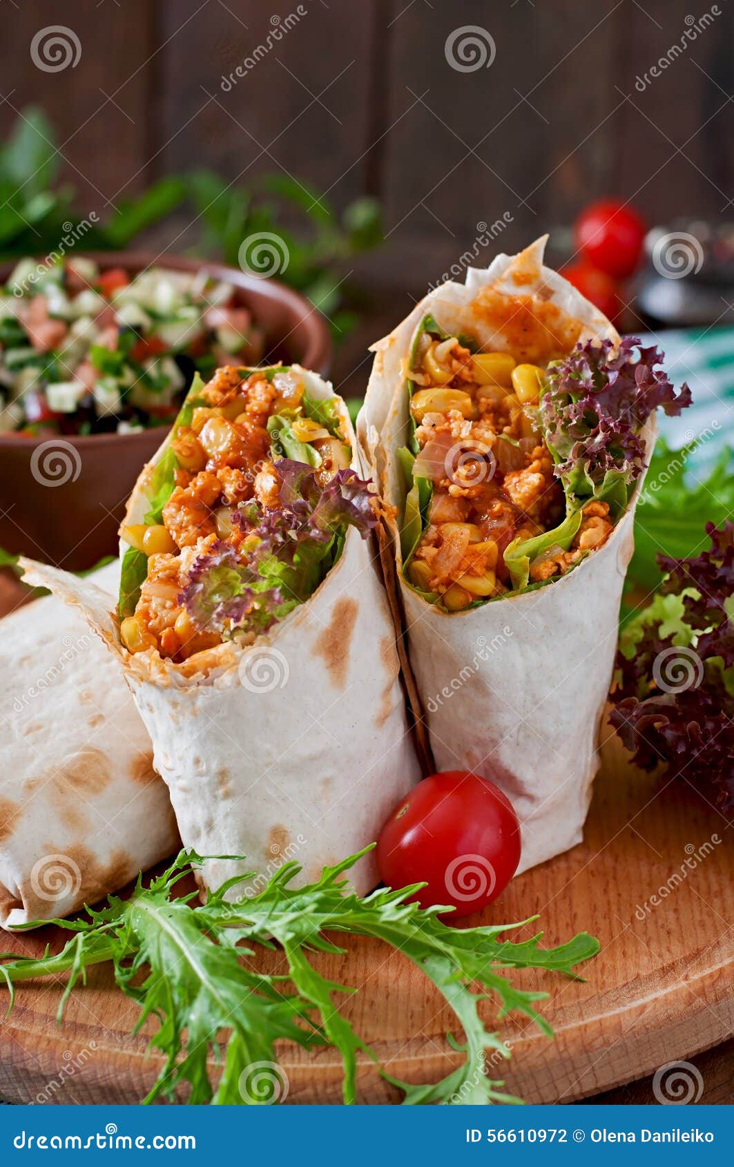 Burritos Wraps with Minced Beef and Vegetables Stock Photo - Image of ...