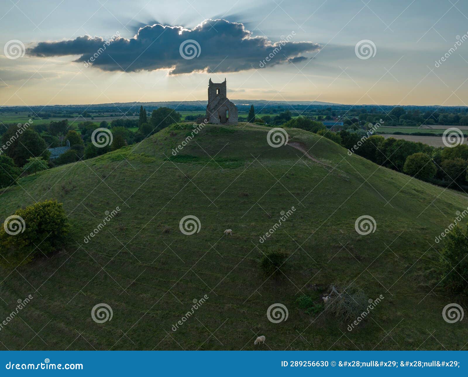 Burrow Mump in Somerset stock photo. Image of field - 289256630