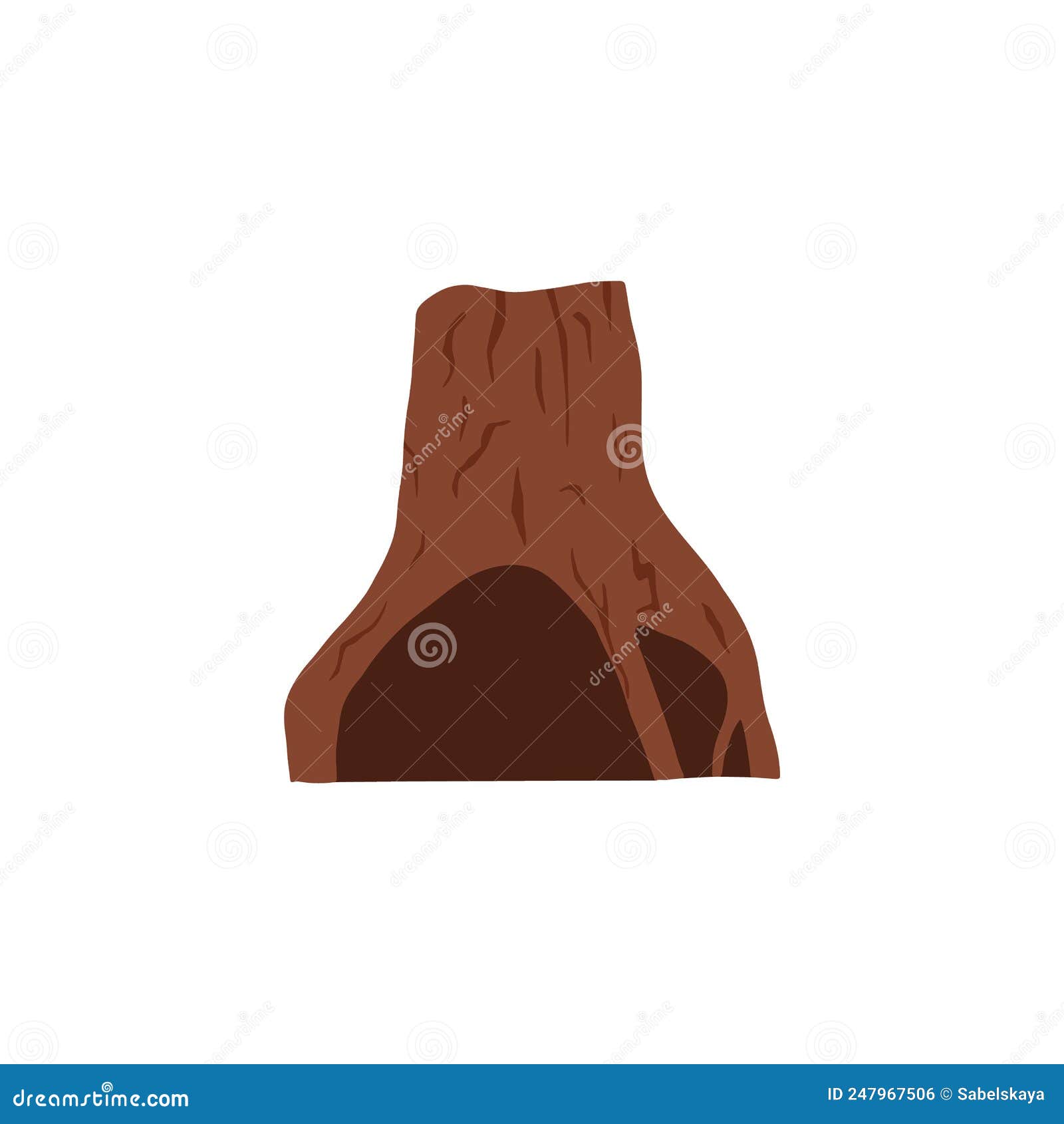 Burrow Under the Root of the Tree for Animal Sheltering, Flat Vector ...