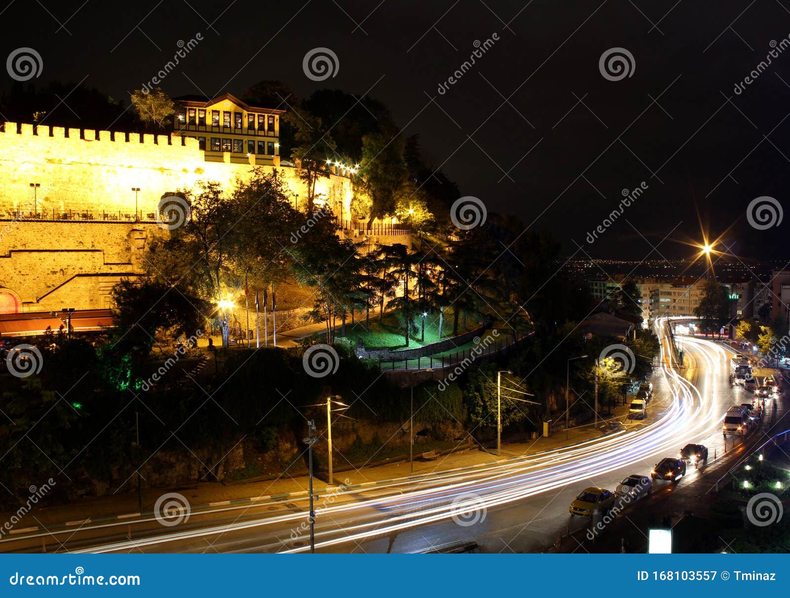 Bursa City Night View Turkey Stock Image - Image of historical, light ...