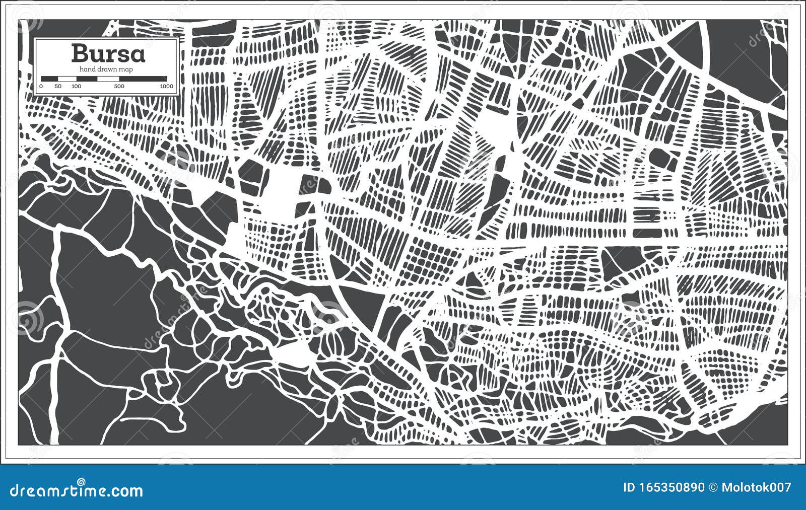 Bursa Turkey City Map In Retro Style In Golden Color. Outline Map ...