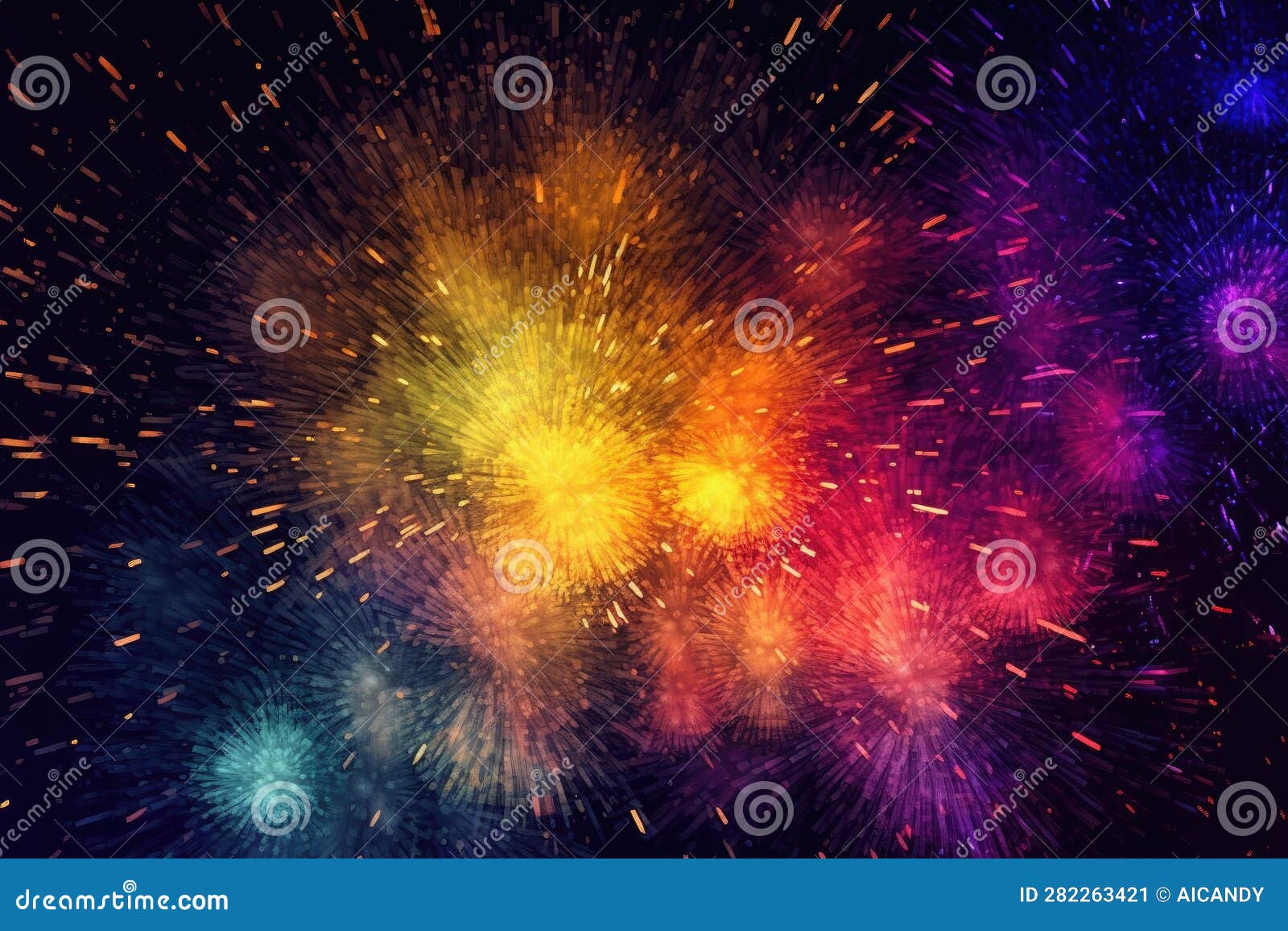 Burst of Abstract Fireworks on a Dark Background, Illuminating the ...