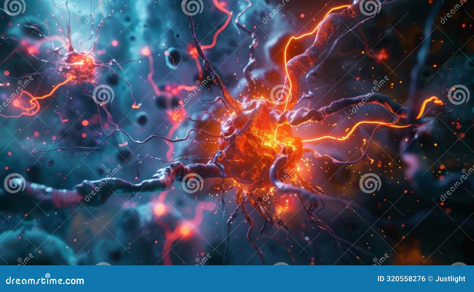 A Burst of Activity at the Synapse As the Neuron Fires and Releases Its ...