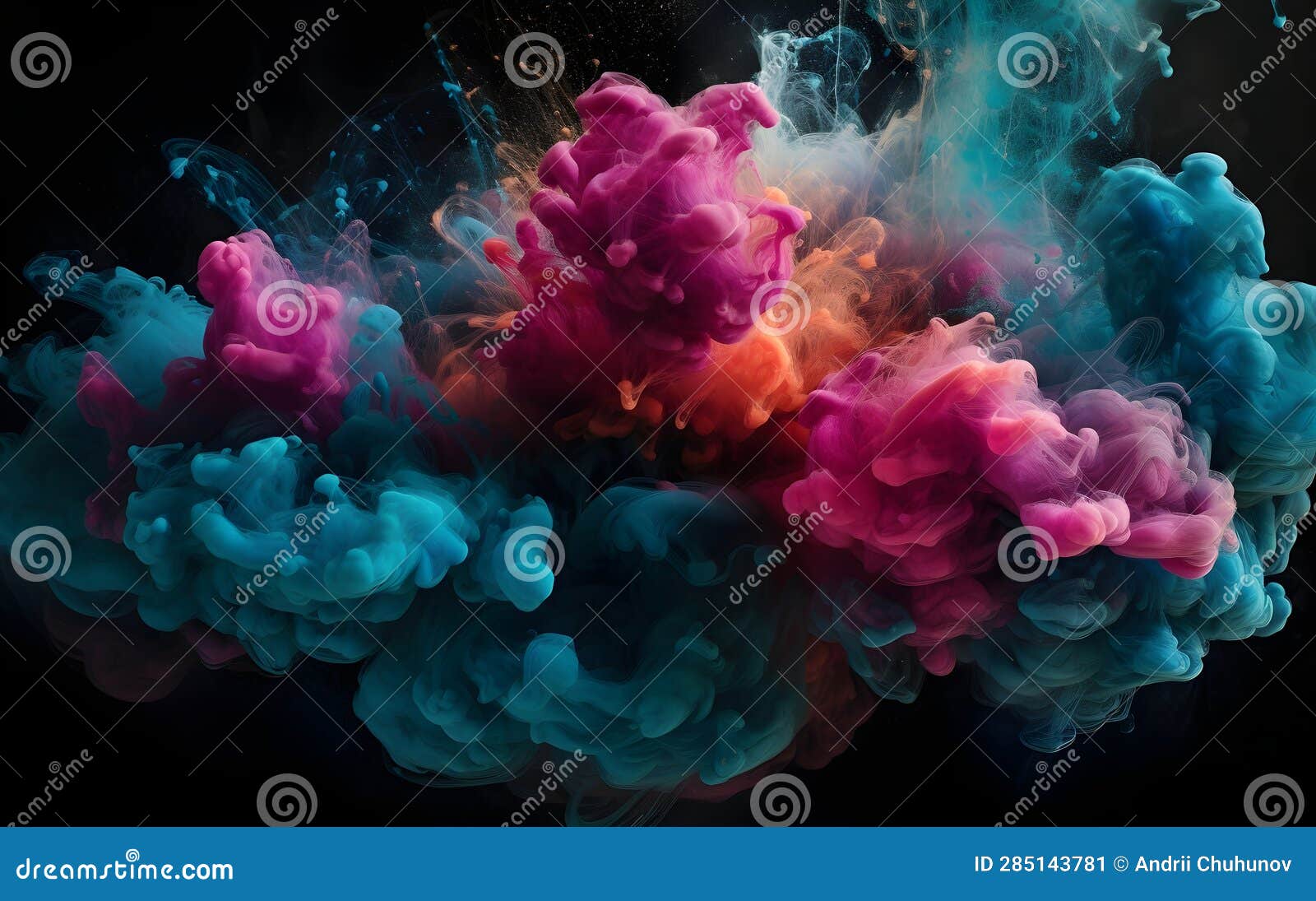 Burst of Blue and Pink Colors, Paint and Ink Explosion, Generative AI ...