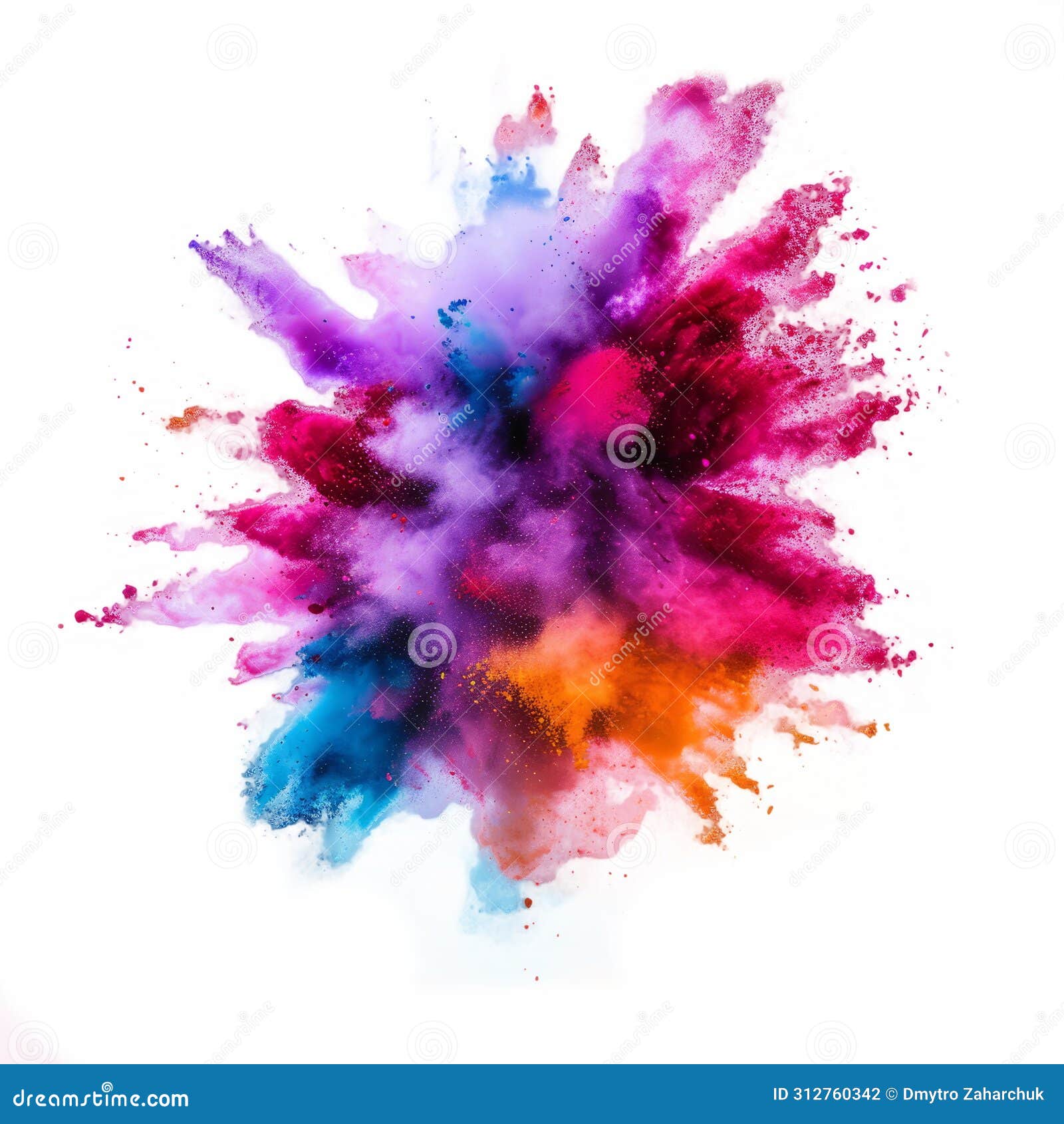 Burst of Colored Powder Exploding Outward, Creating a Vivid and ...