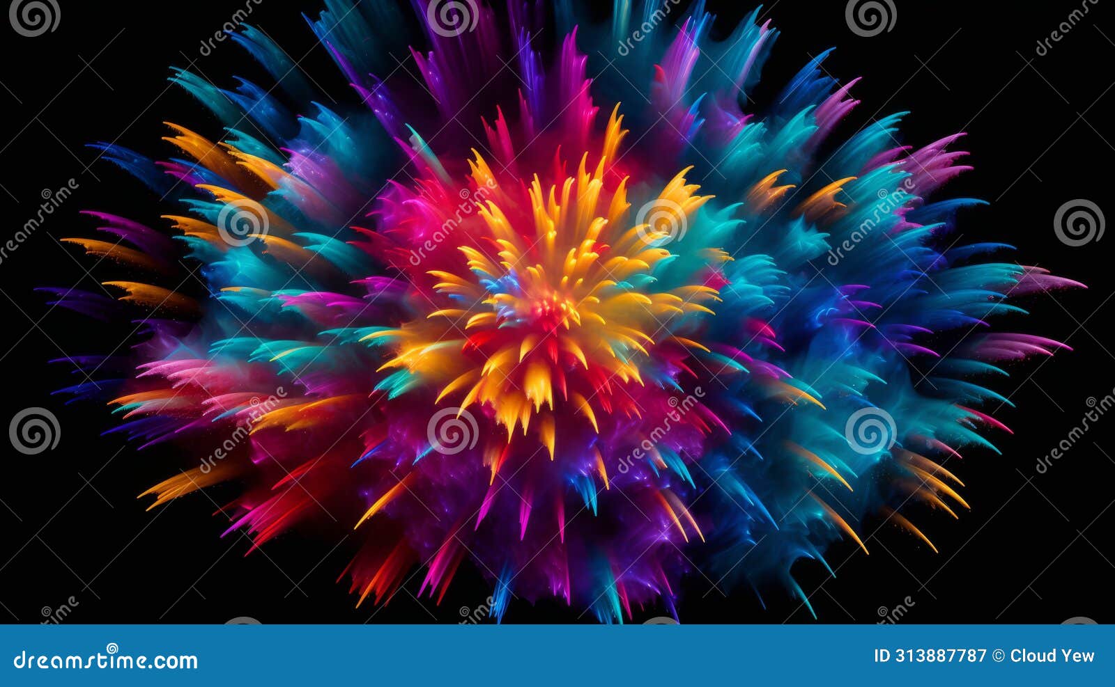 Burst of Colors in a Diwali Firework Stock Illustration - Illustration ...