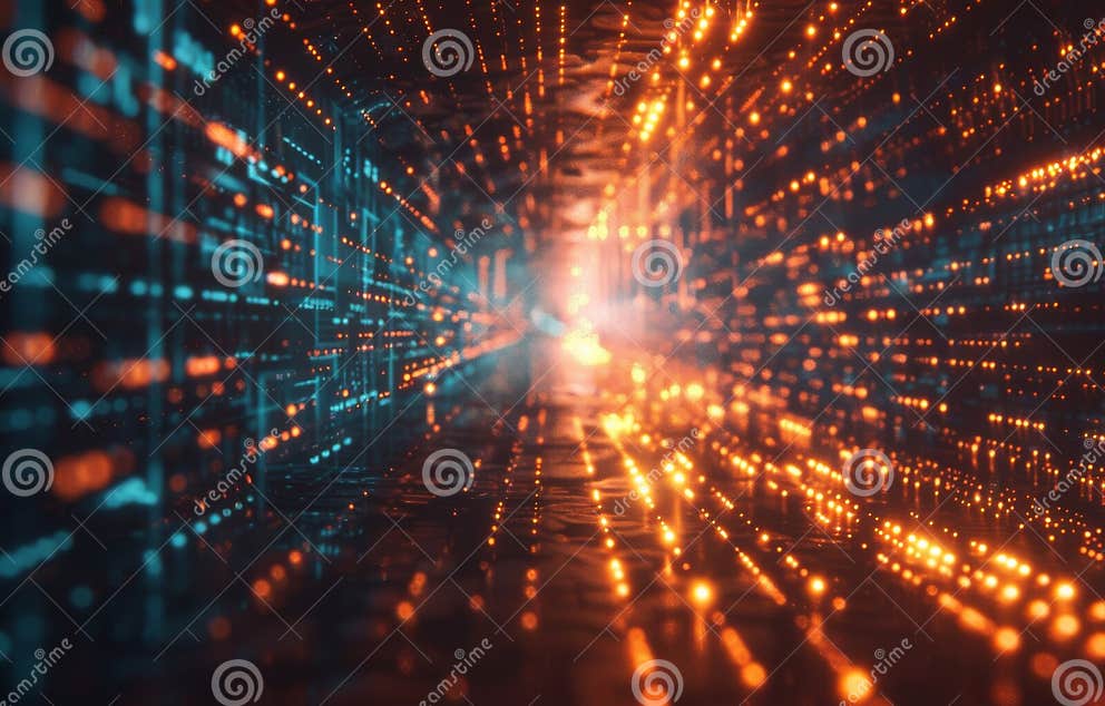 Burst of Data Particles in a Digital Corridor Visualizing the Rapid ...