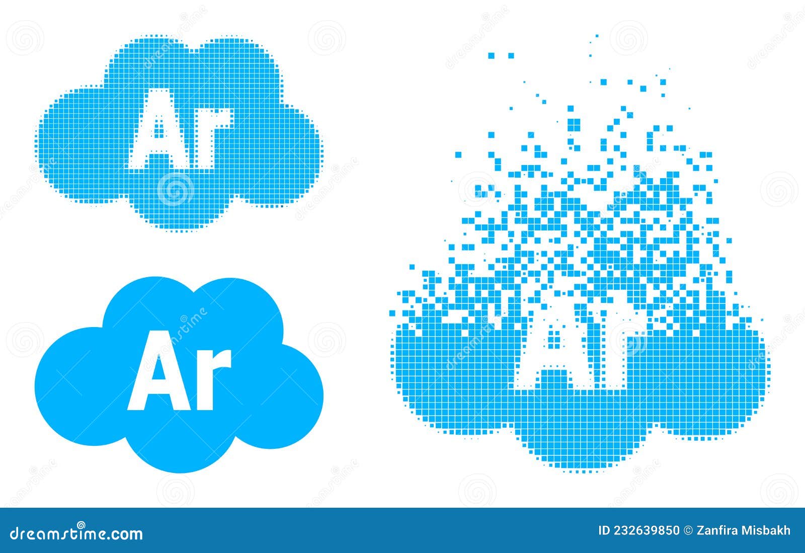 Burst Dotted Argon Cloud Icon with Halftone Version Stock Vector - Illustration of fractured ...