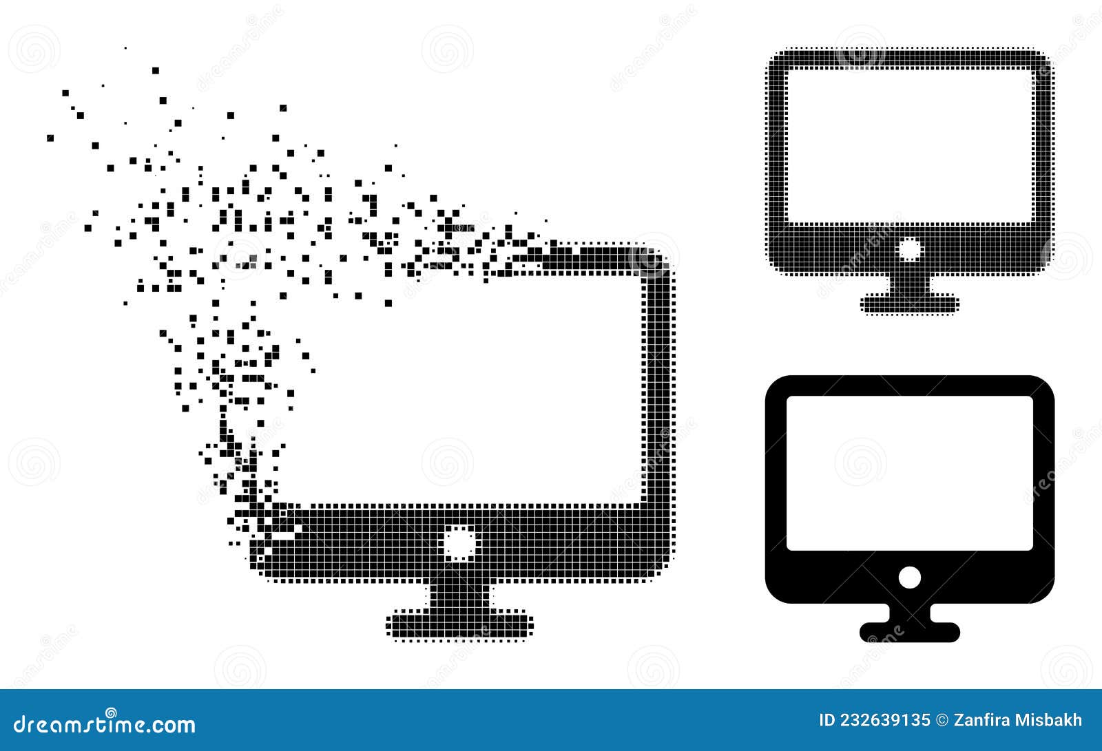 Burst Dotted Computer Display Glyph with Halftone Version Stock Vector ...