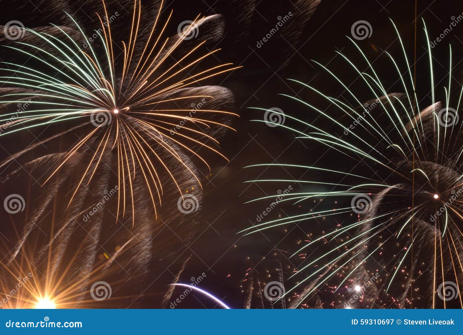 Burst of Fireworks stock image. Image of streetlight - 59310697