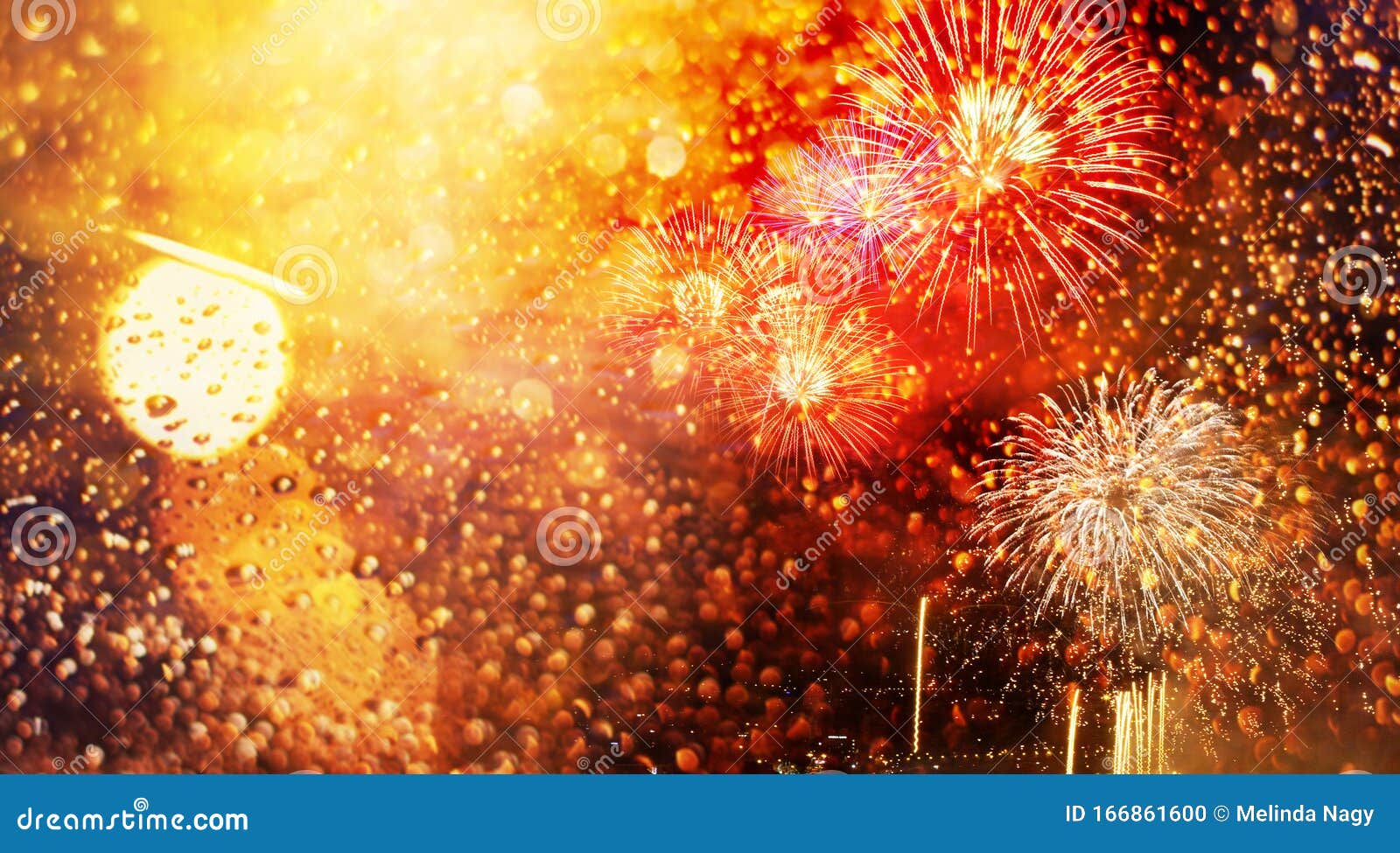 Burst of Fireworks New Year Banner Stock Photo - Image of christmas ...