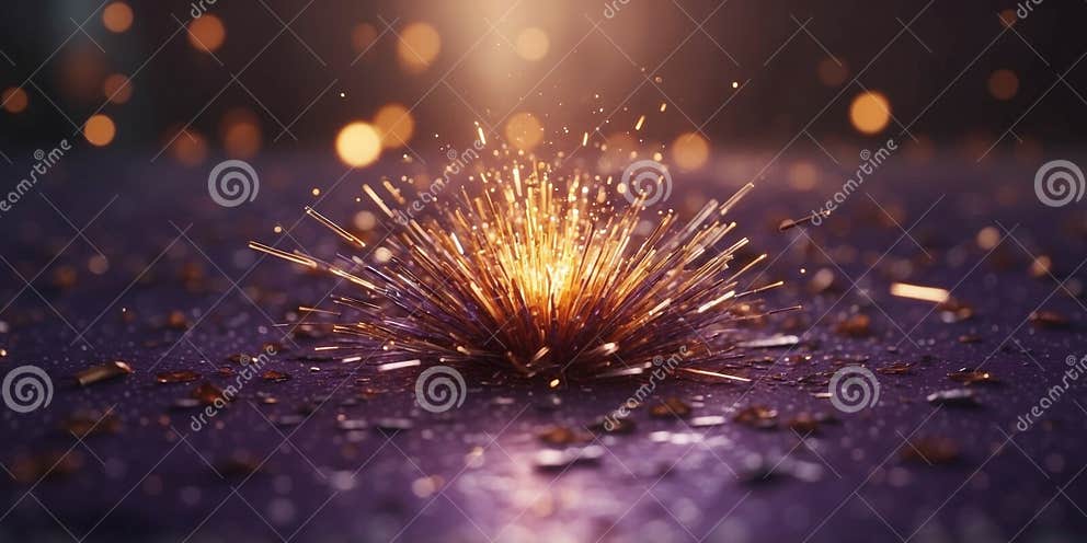 A Burst of Glowing Neon Shards Exploding from the Center of a Purple ...