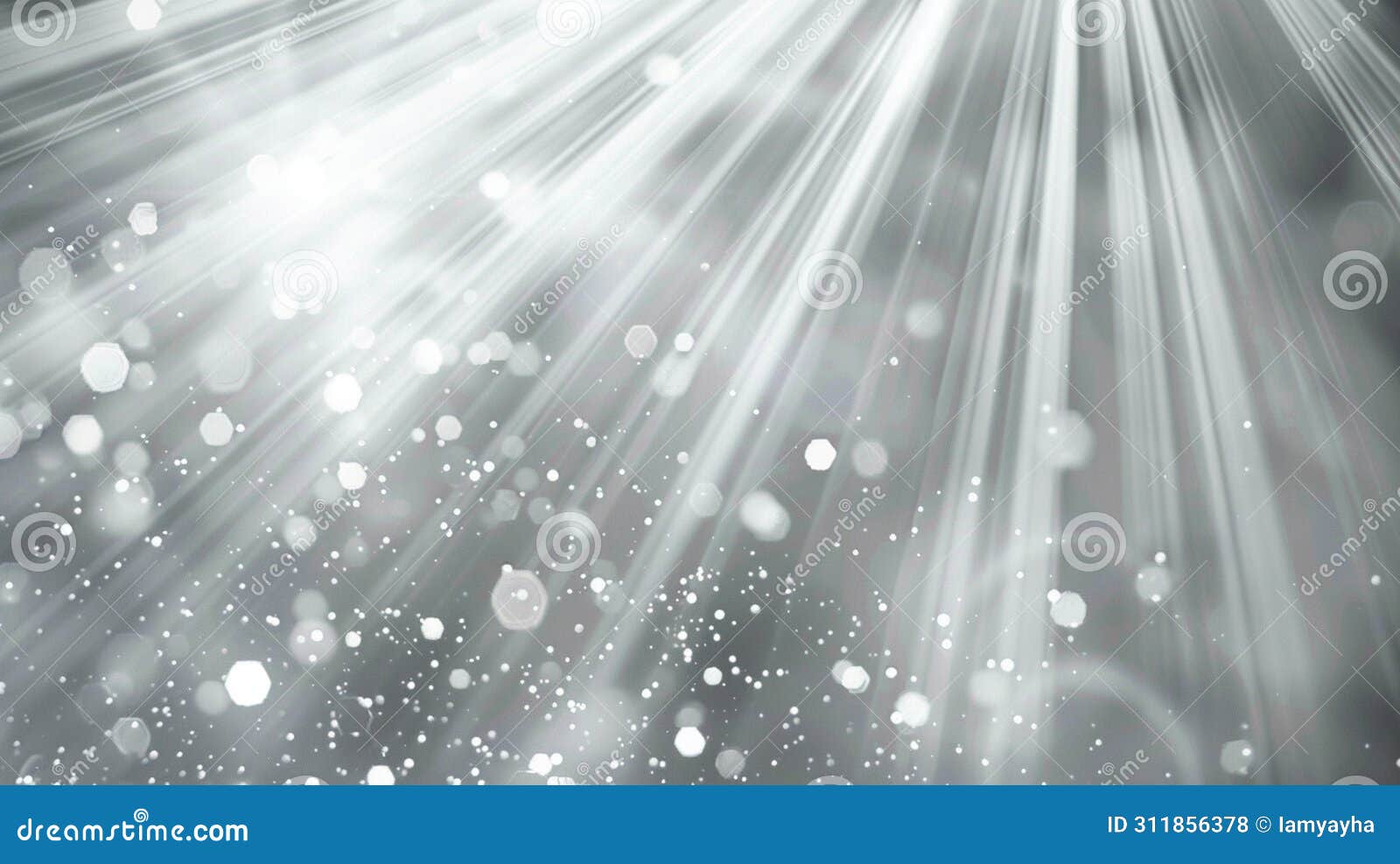 Burst of Light on Silver Background Abstract. Beautiful Asymmetric Rays ...