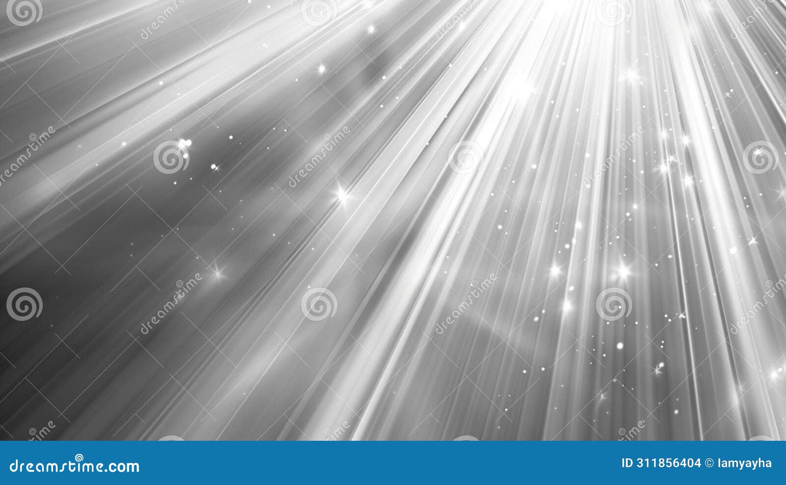 Burst of Light on Silver Background Abstract. Beautiful Asymmetric Rays ...