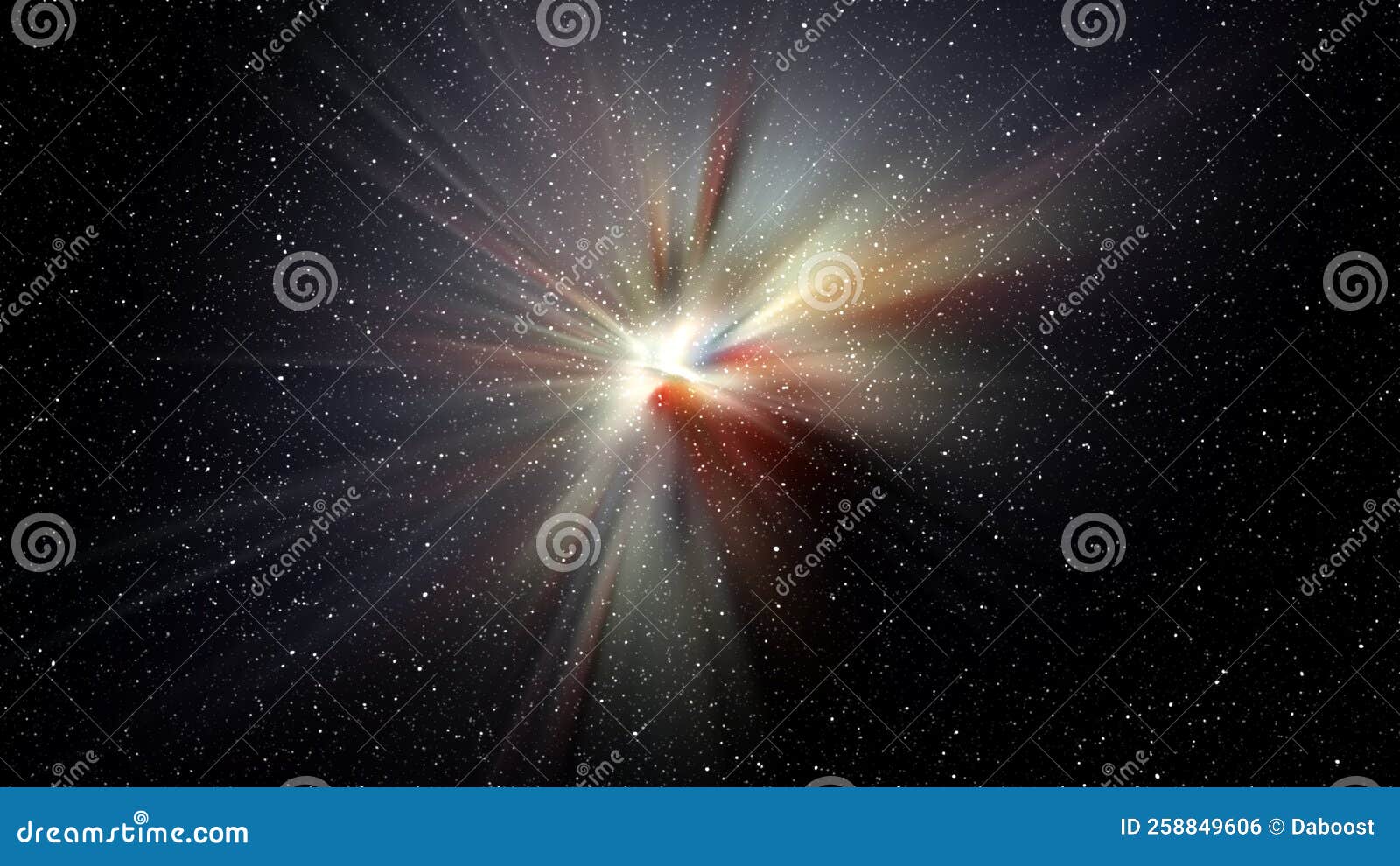 Burst of Light in Space. Night Black Starry Sky Horizontal Background ...