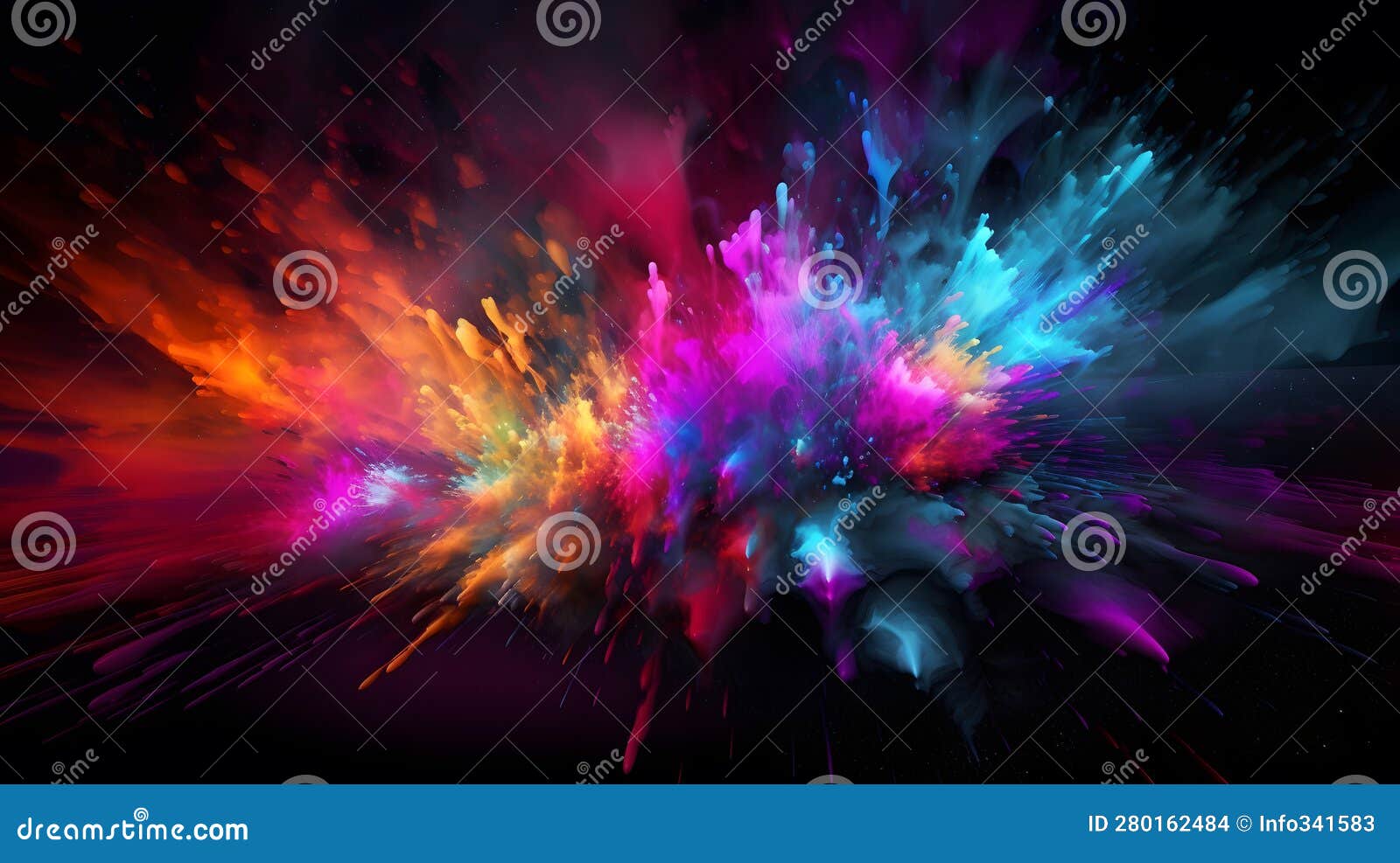 Burst of Neon Colors Splashed Across the Canvas Like Fire Generative AI ...