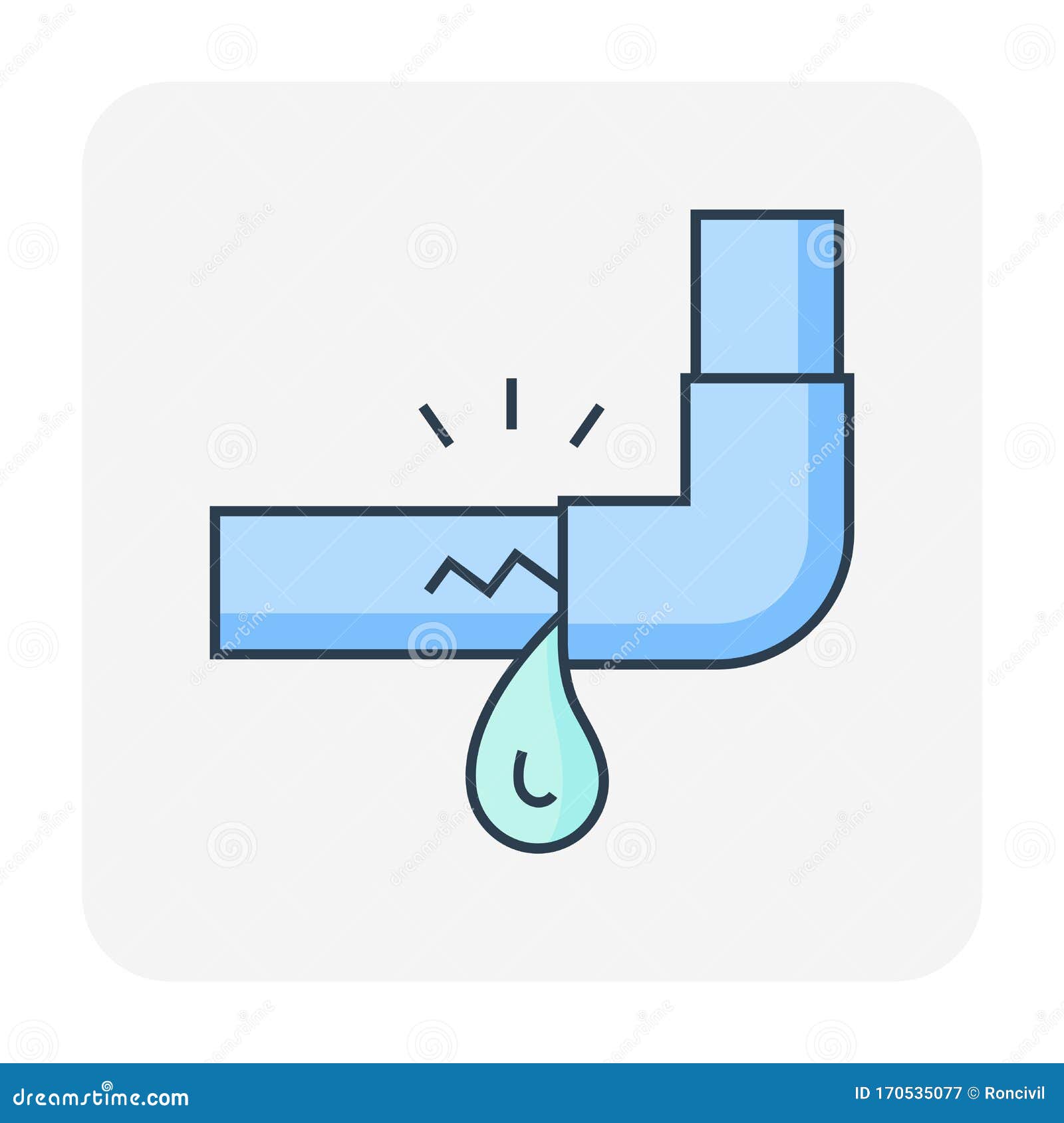 Burst pipe icon stock vector. Illustration of leaky - 170535077