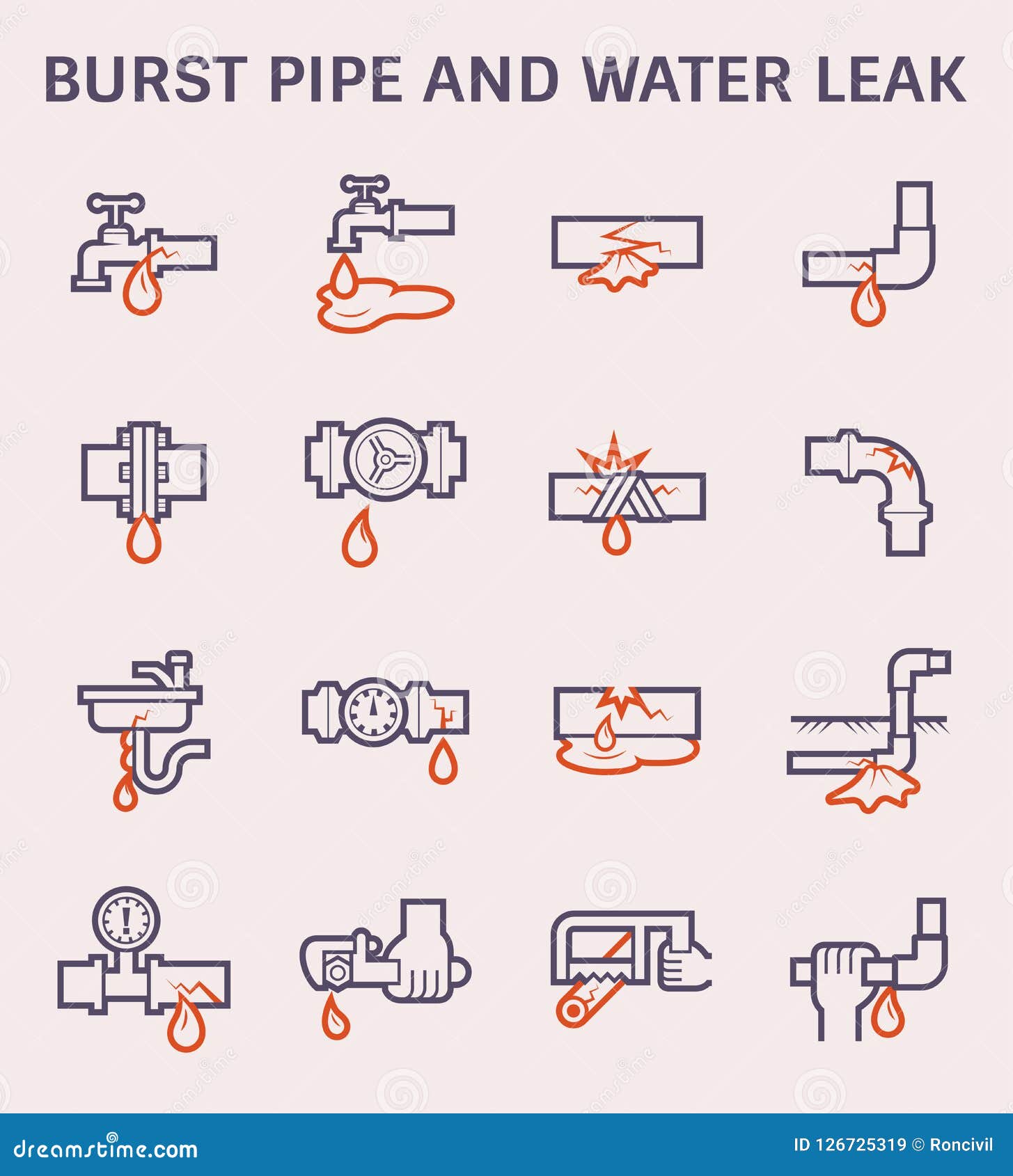 Burst pipe icon stock vector. Illustration of pressure - 126725319