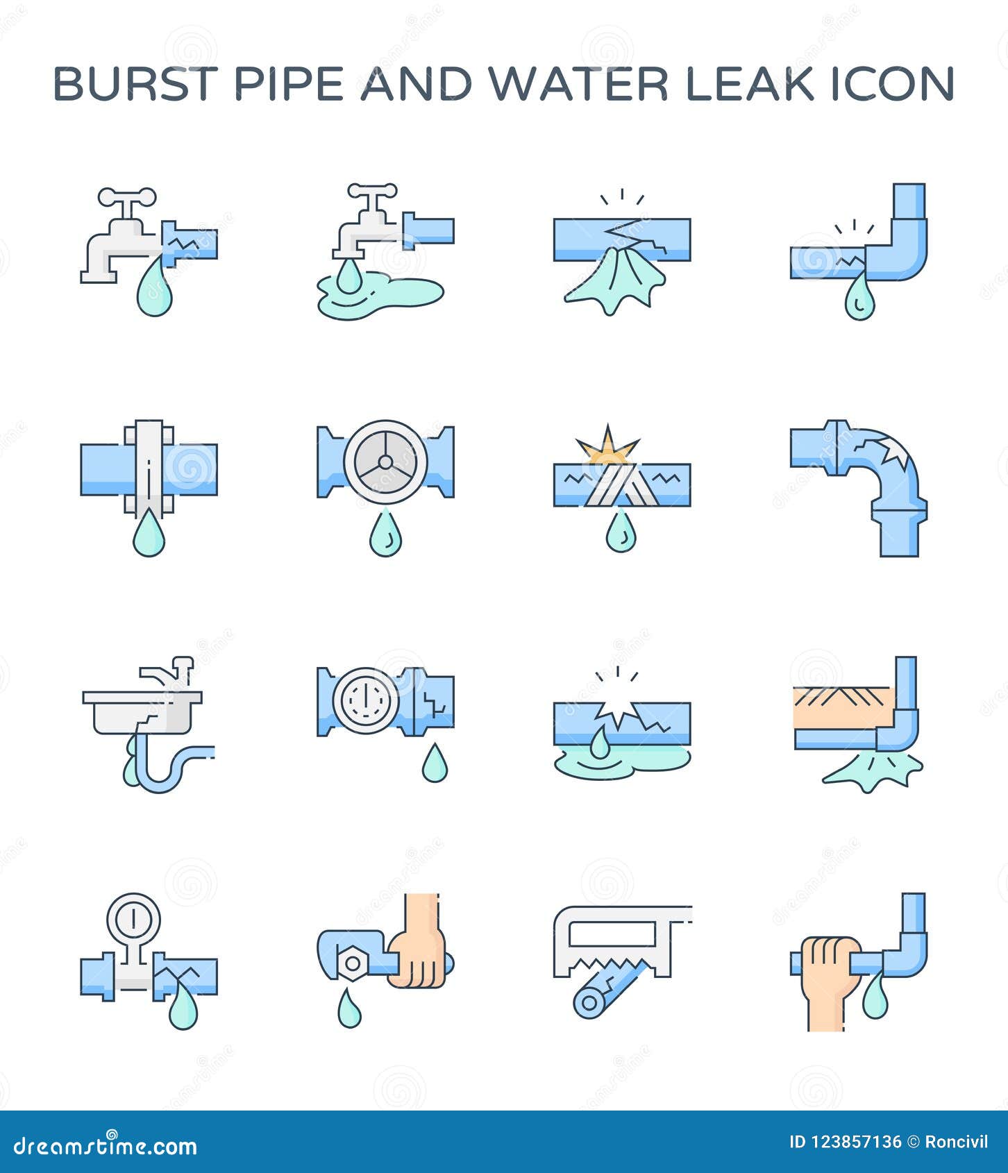Burst pipe icon stock vector. Illustration of equipment - 123857136