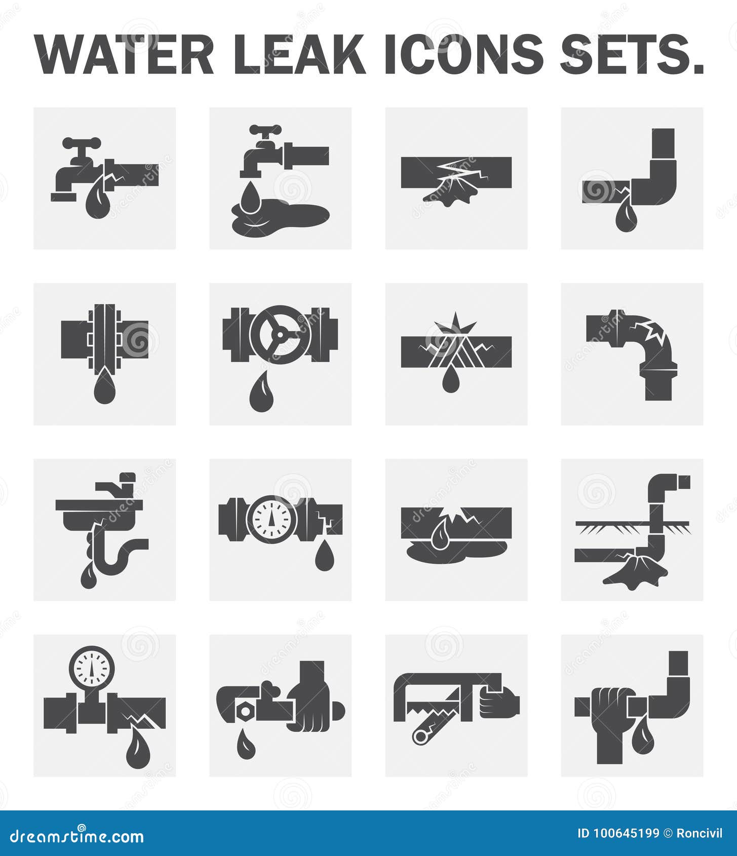 Burst pipe icon stock vector. Illustration of leaky - 100645199