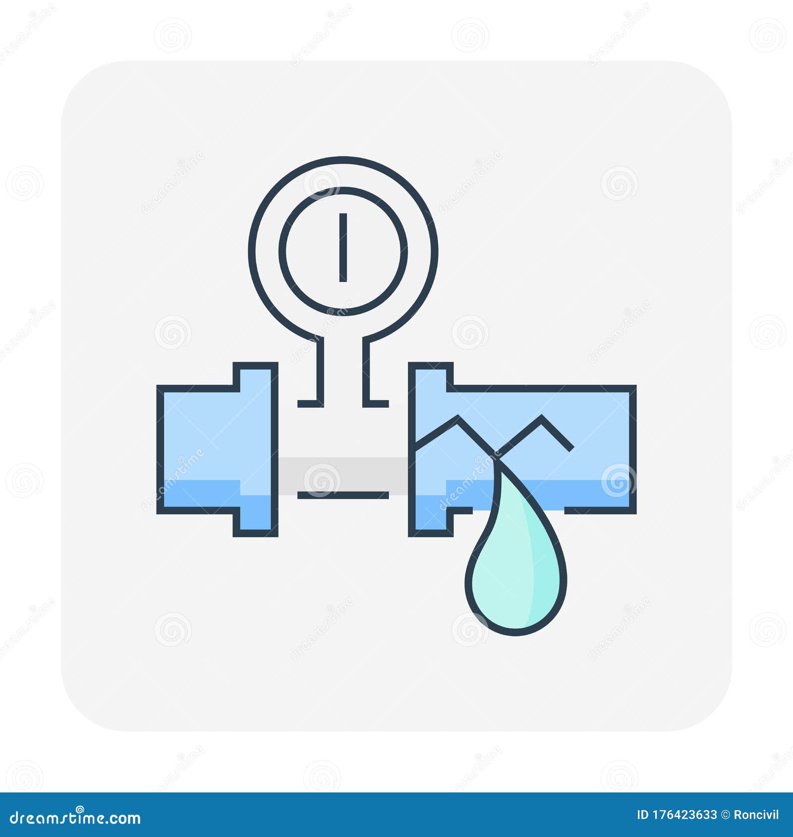 Burst pipe icon stock vector. Illustration of leaking - 176423633