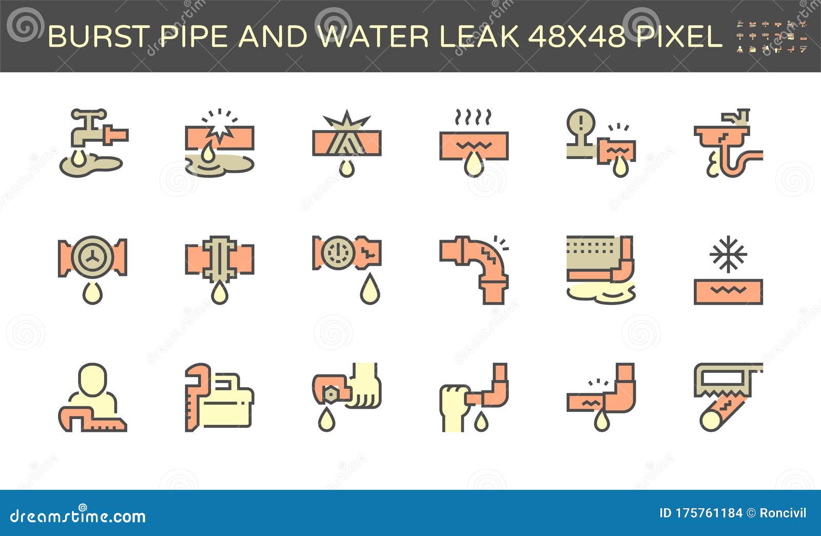 Water leak icon stock vector. Illustration of icon, iron - 175761184