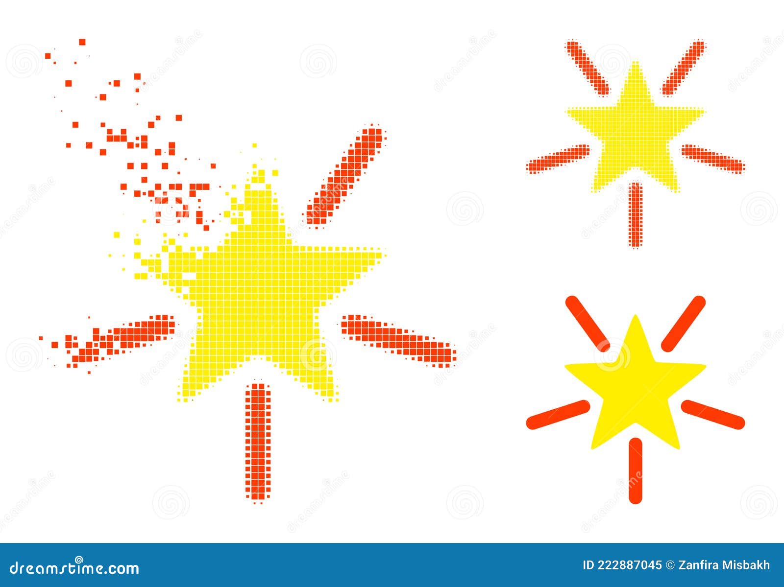 Burst Pixel Bright Star Glyph with Halftone Version Stock Vector ...