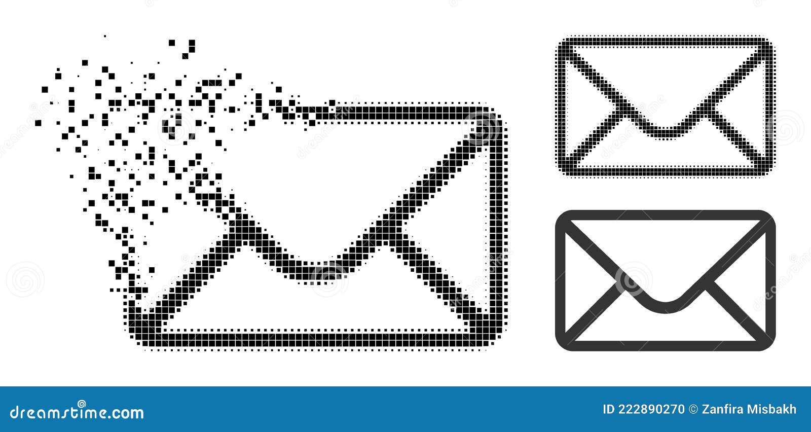 Burst Pixel Mail Envelope Icon with Halftone Version Stock Vector ...