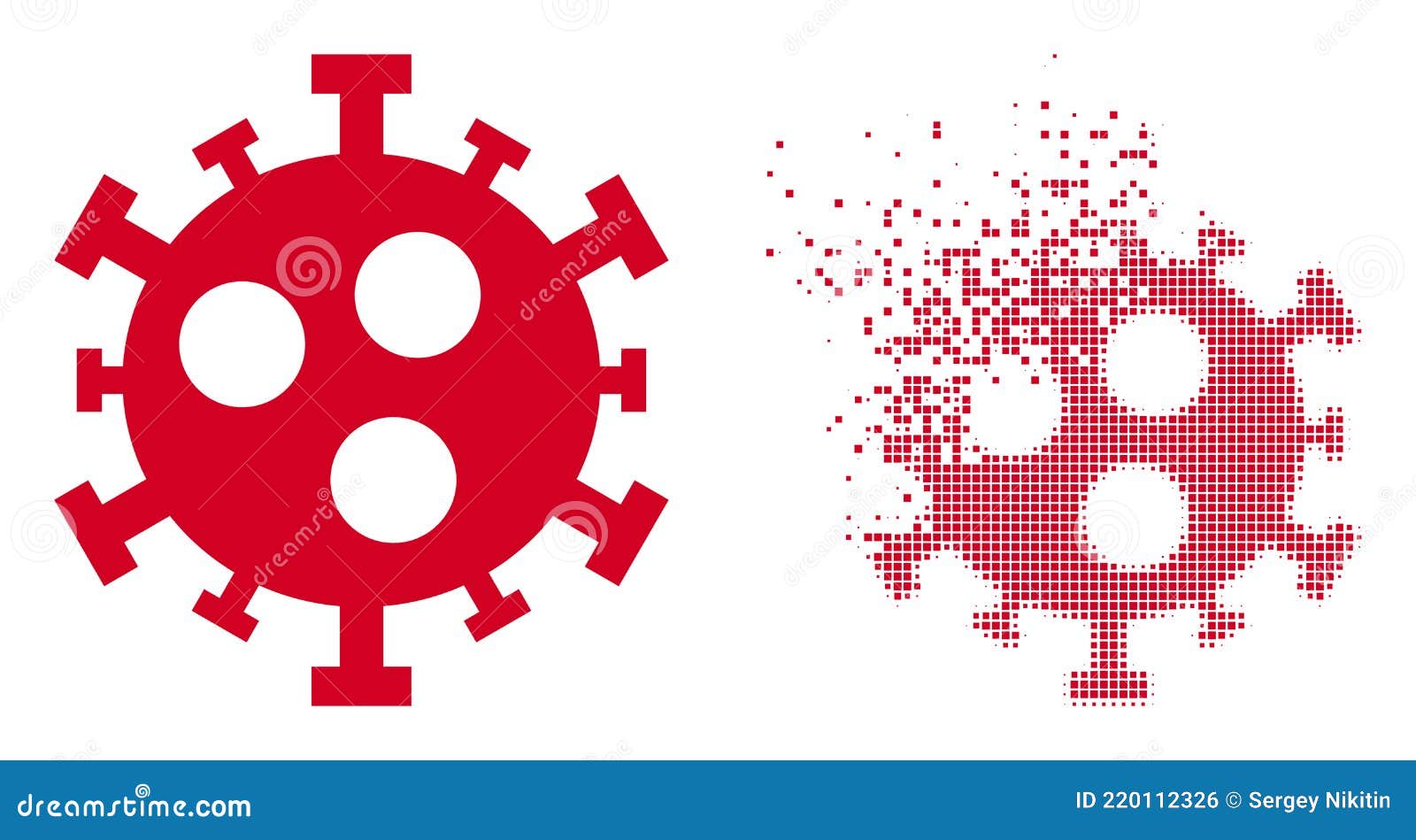 Burst Pixelated and Original Covid-2019 Virus Icon Stock Vector ...