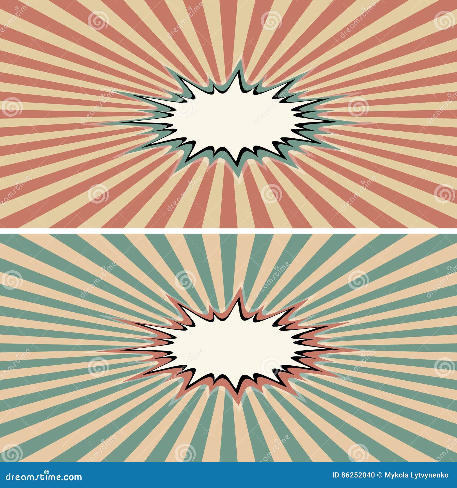 Burst Rays Vintage Comic Book Explosion Color, Speech Effect Stock ...