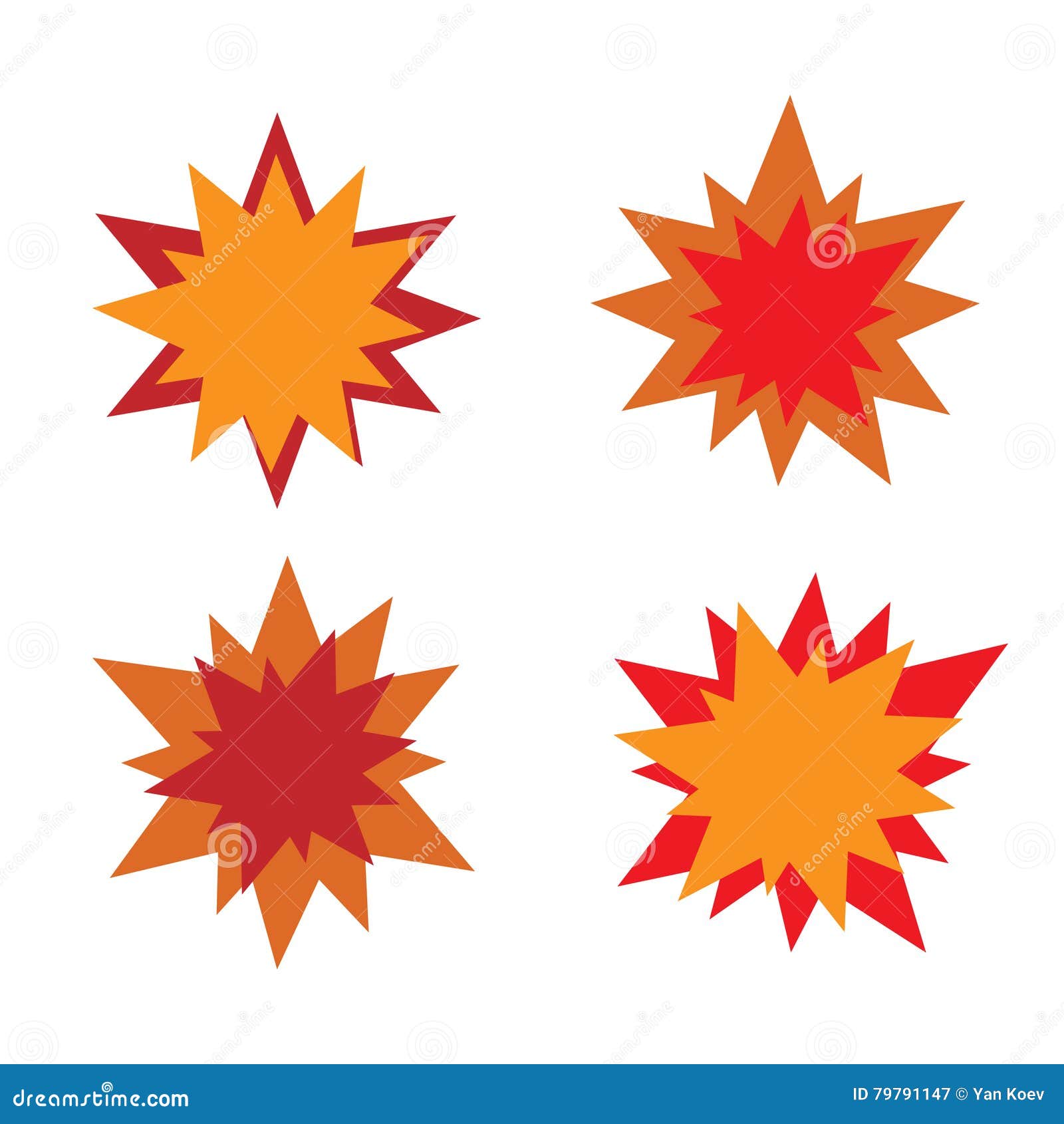 Burst Star Icons. Red and Orange. Stock Vector - Illustration of blank ...