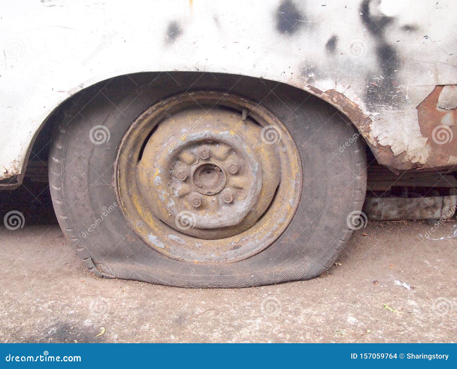 Burst tire stock photo. Image of transportation, damage - 157059764