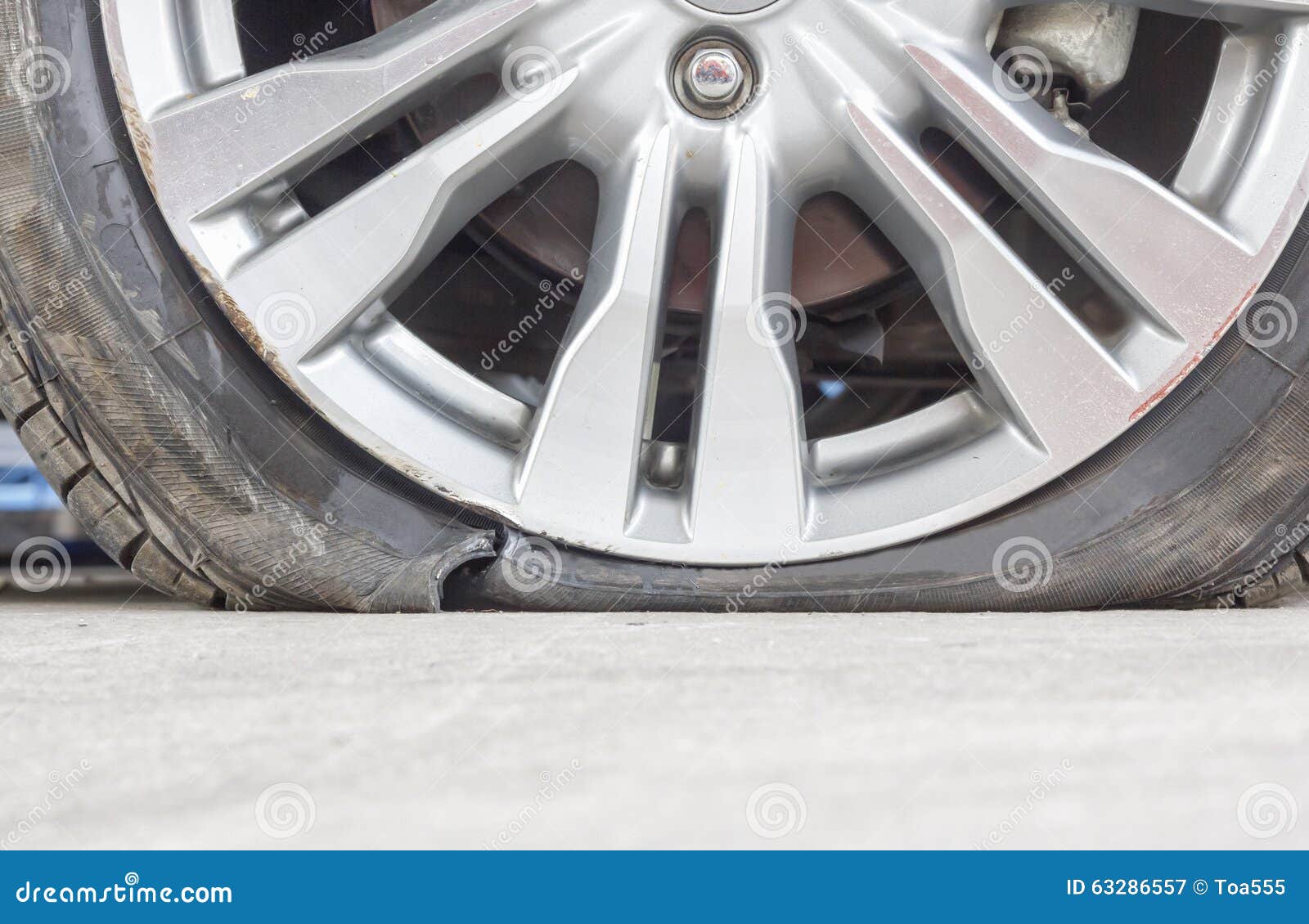 Burst tire car stock image. Image of break, auto, puncture - 63286557