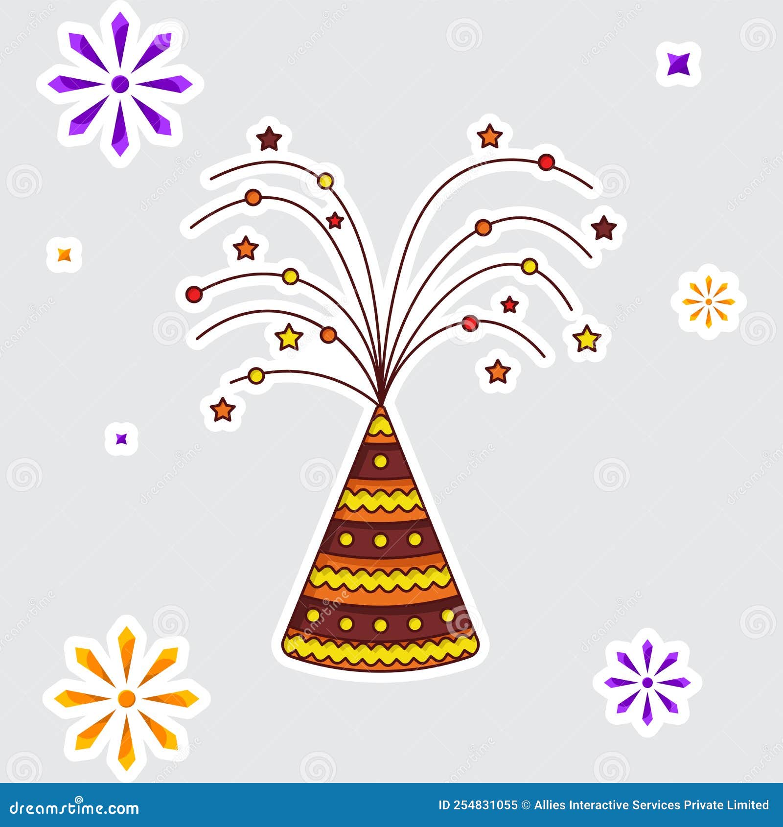 Bursting Firecracker Anar Over Colorful Fireworks Grey Background in ...