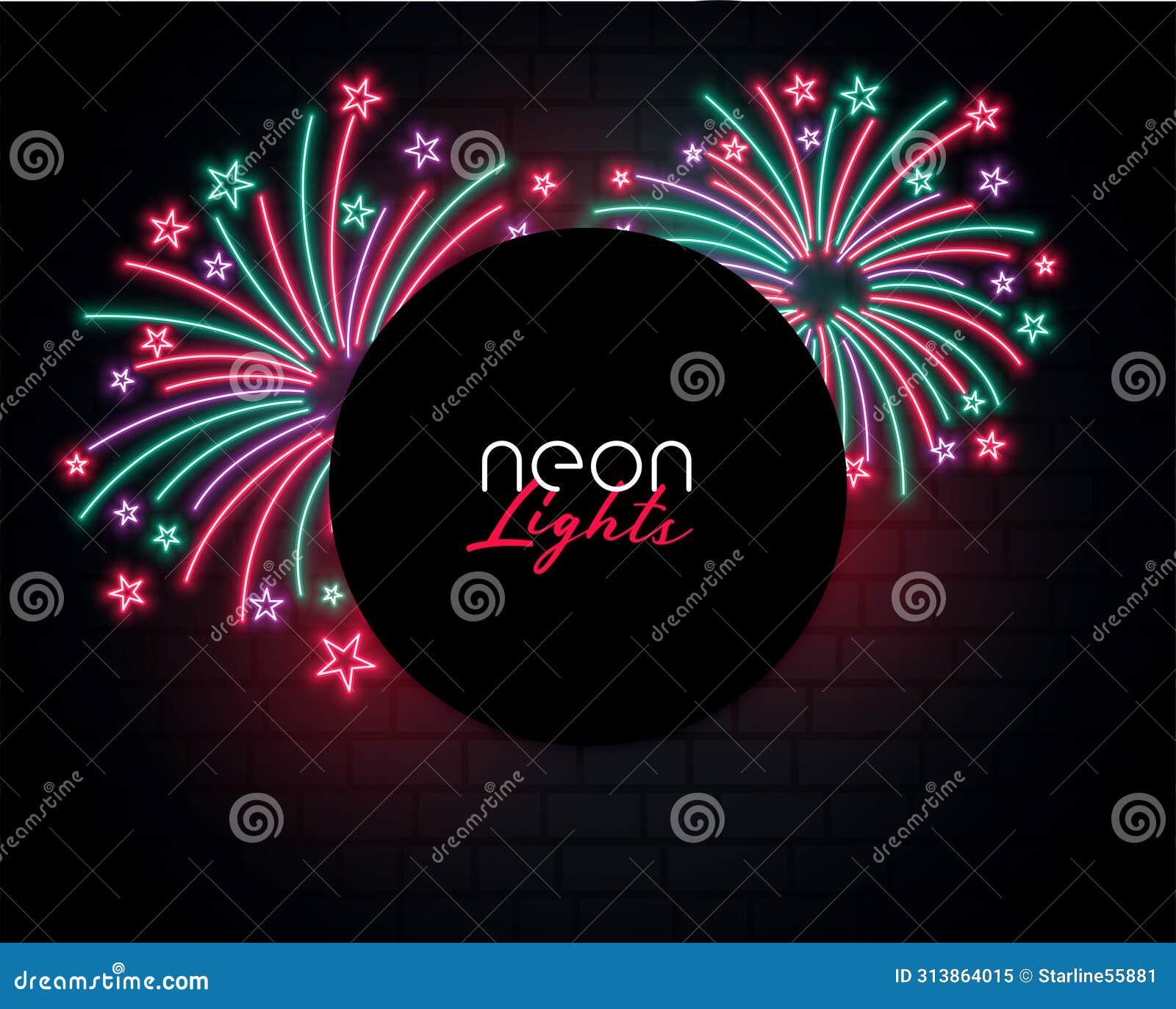 Bursting Firework Background in Neon Style Design Stock Vector ...