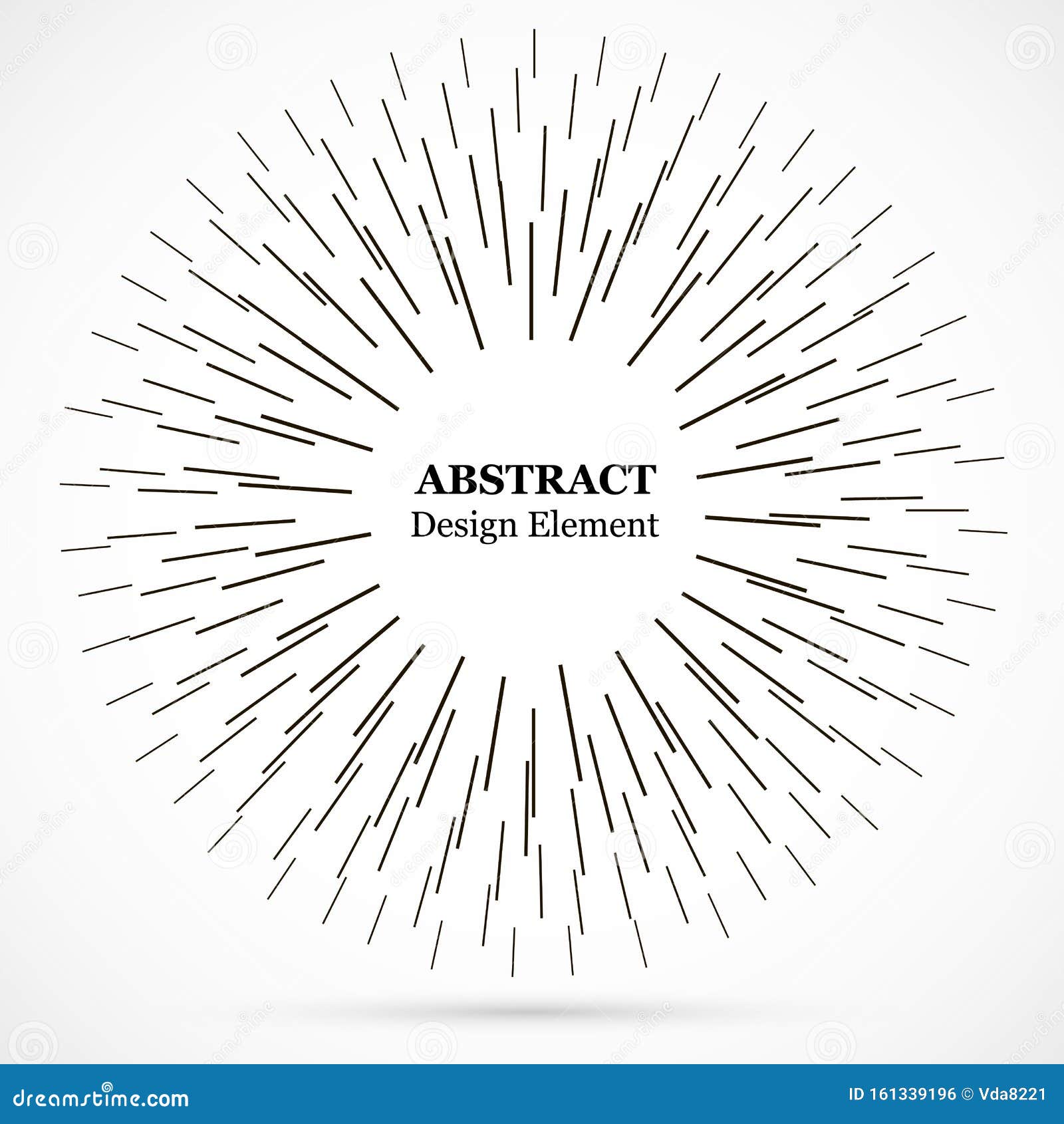 Bursting Lines.Set of Circular Rays.Assymetric Radial Elements.Linear ...